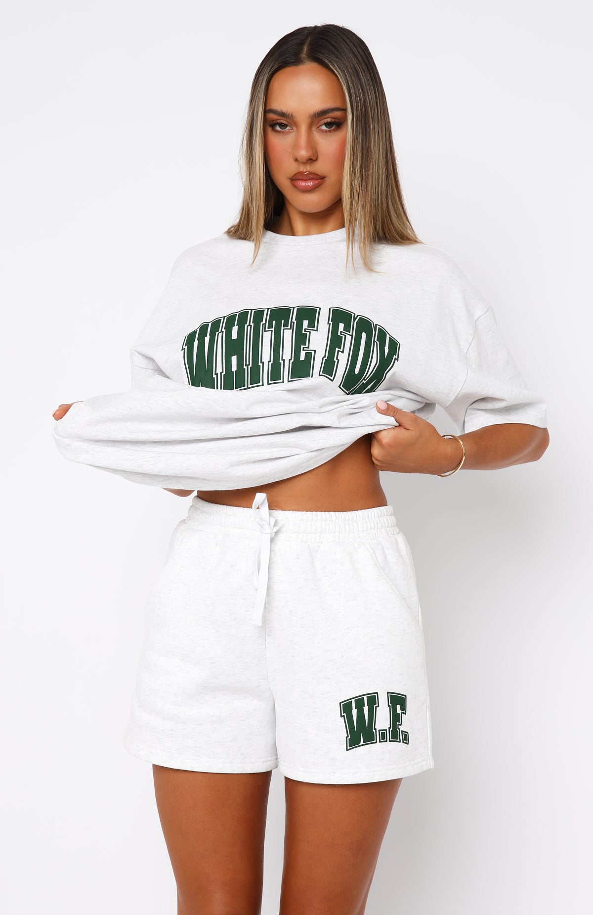 Decade Classics Varsity Lounge Shorts Grey Marle White Fox Boutique