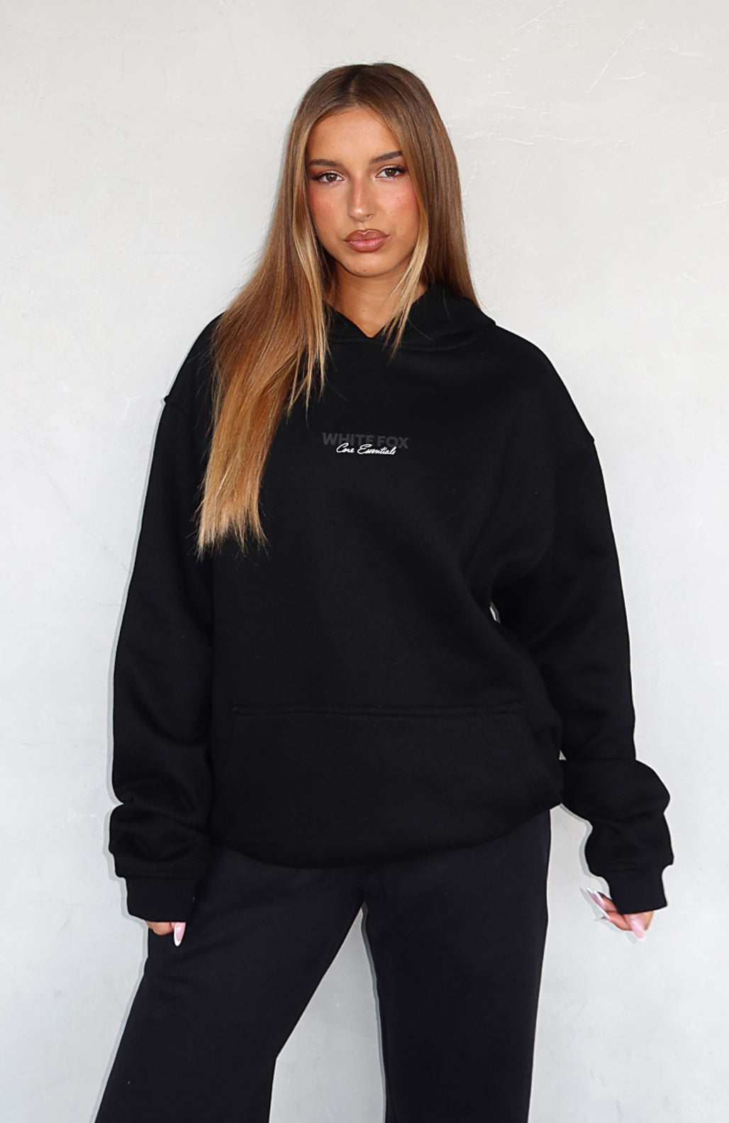 Core Essentials Oversized Hoodie Black | White Fox Boutique