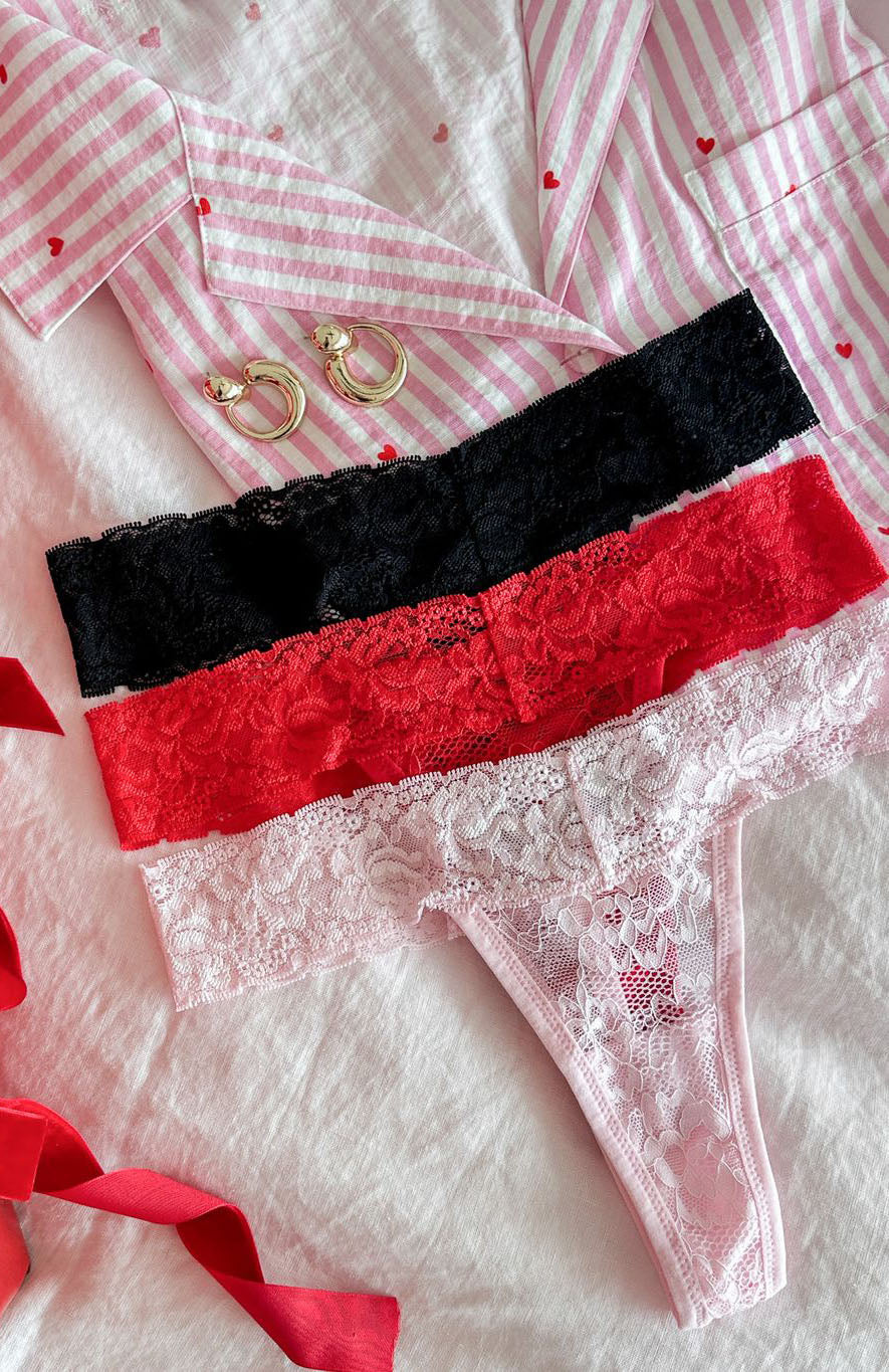 Heart Strings Underwear Set Red/Pink/Black | White Fox Boutique