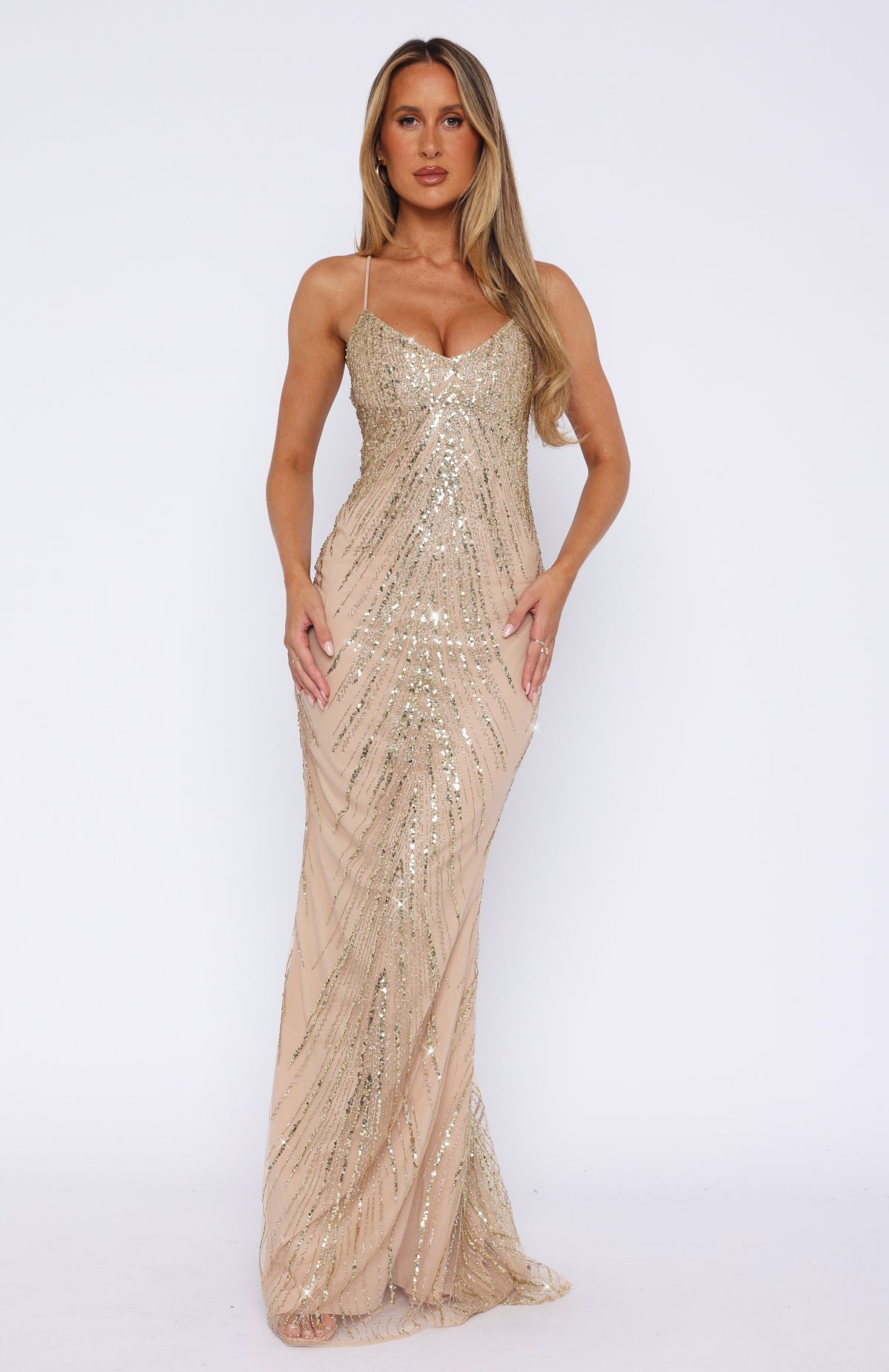 Reaching Out Maxi Dress Gold | White Fox Boutique