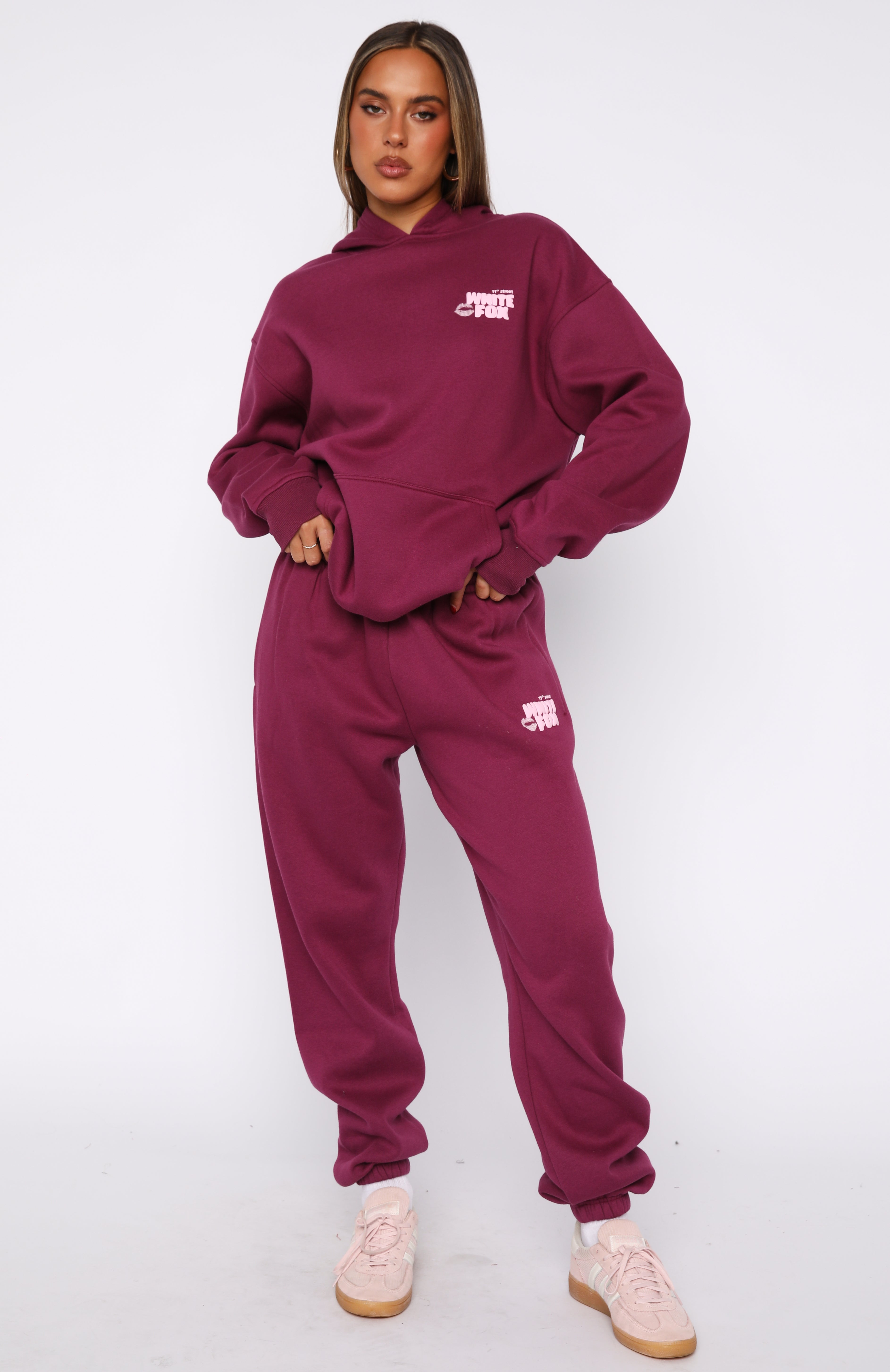 11th Street Sweet Kisses Sweatpants Very Berry | White Fox Boutique