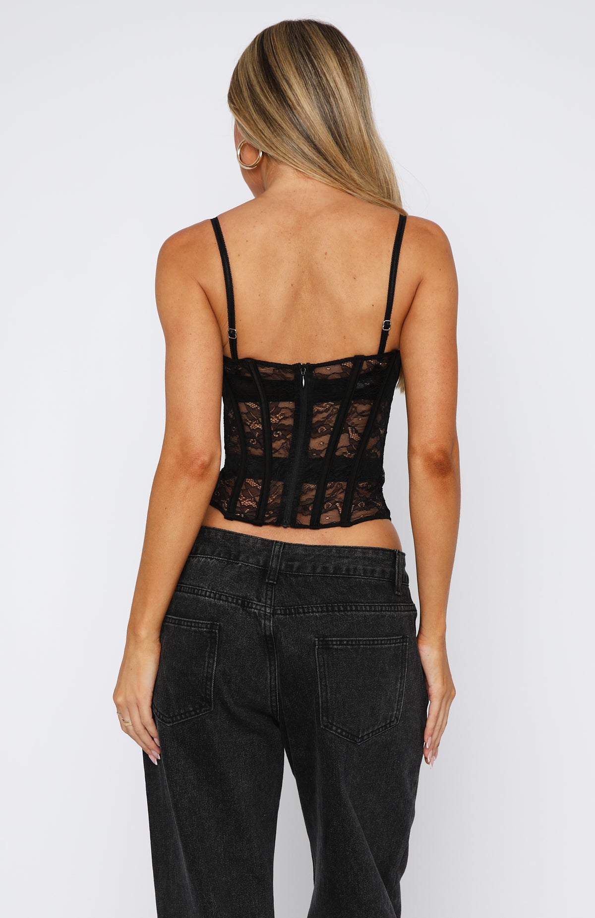 I'm Irreplaceable Lace Bustier Black | White Fox Boutique
