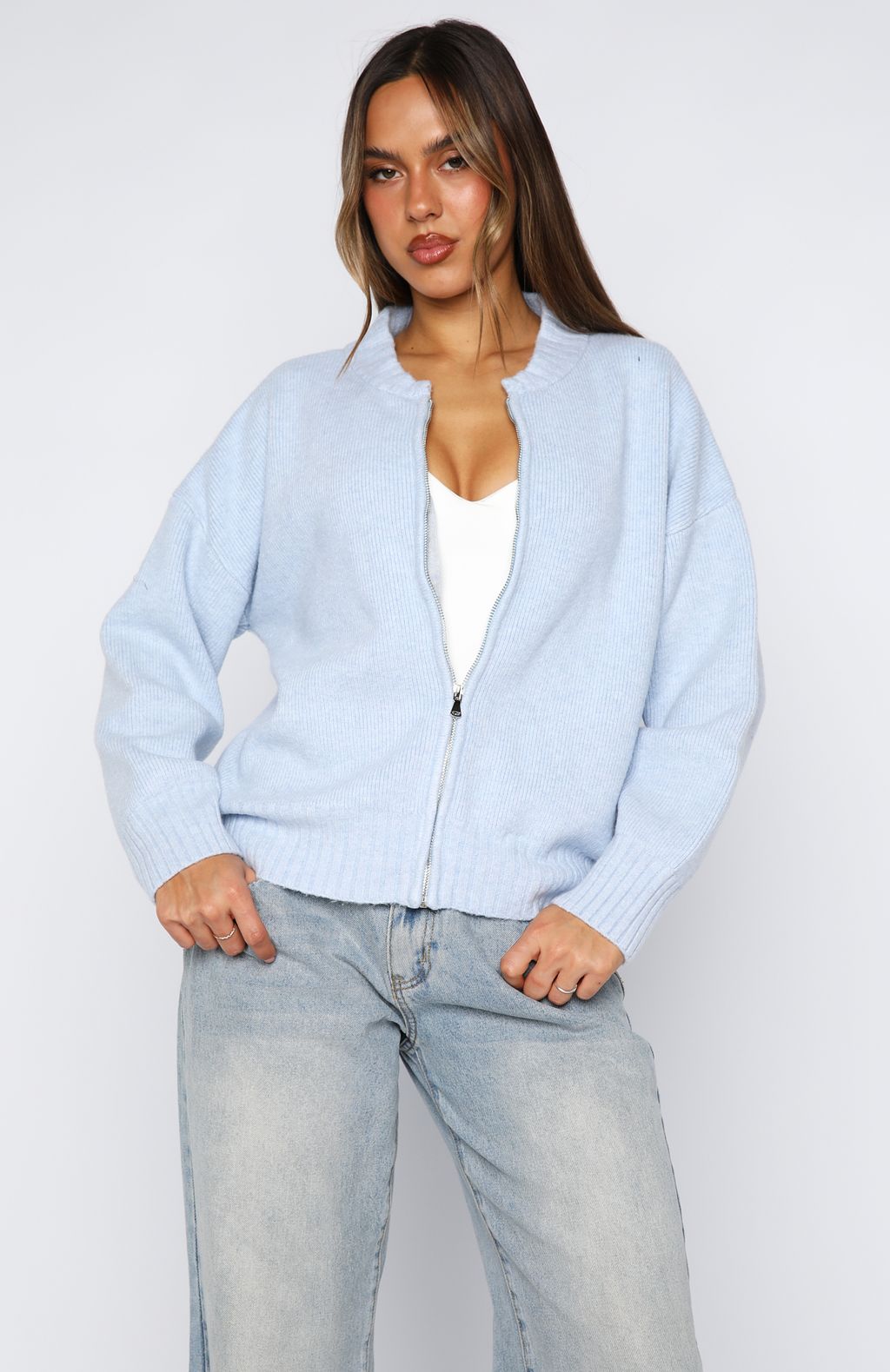 Unbreakable Bond Knit Jacket Baby Blue | White Fox Boutique
