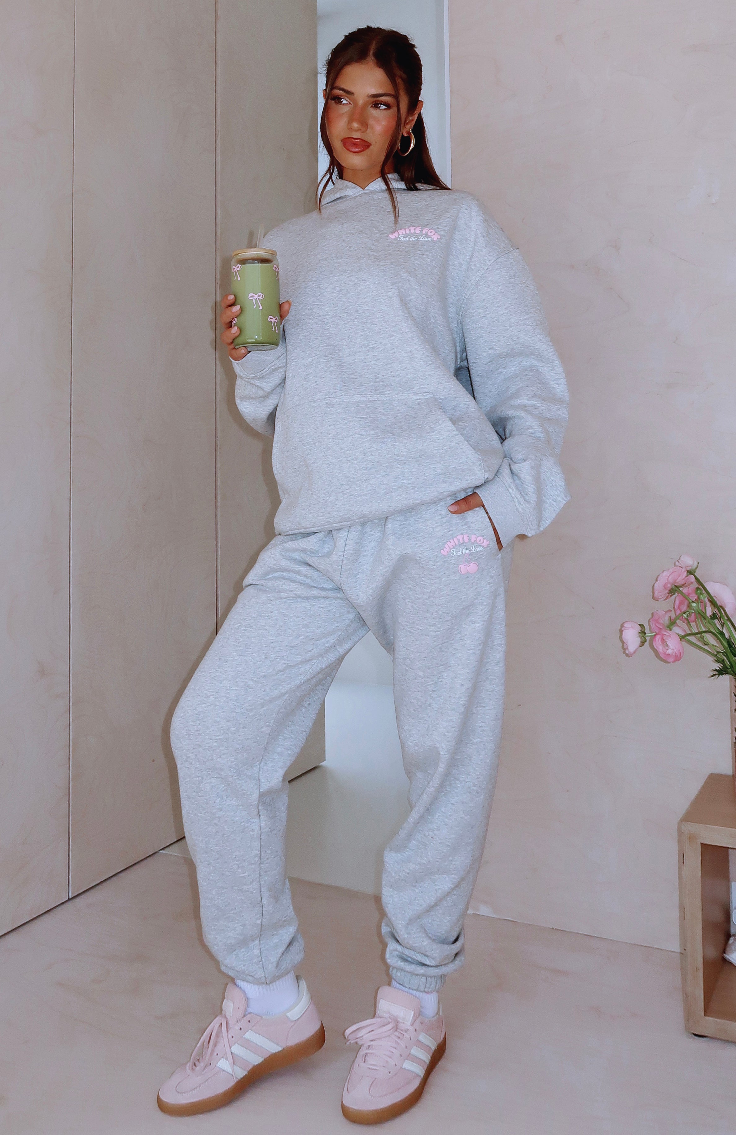 Love Me Tender Sweatpants Dark Grey Marle White Fox Boutique