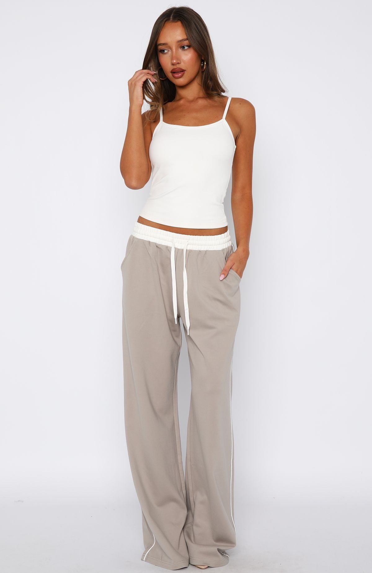 True Feelings Wide Leg Pants Moon | White Fox Boutique