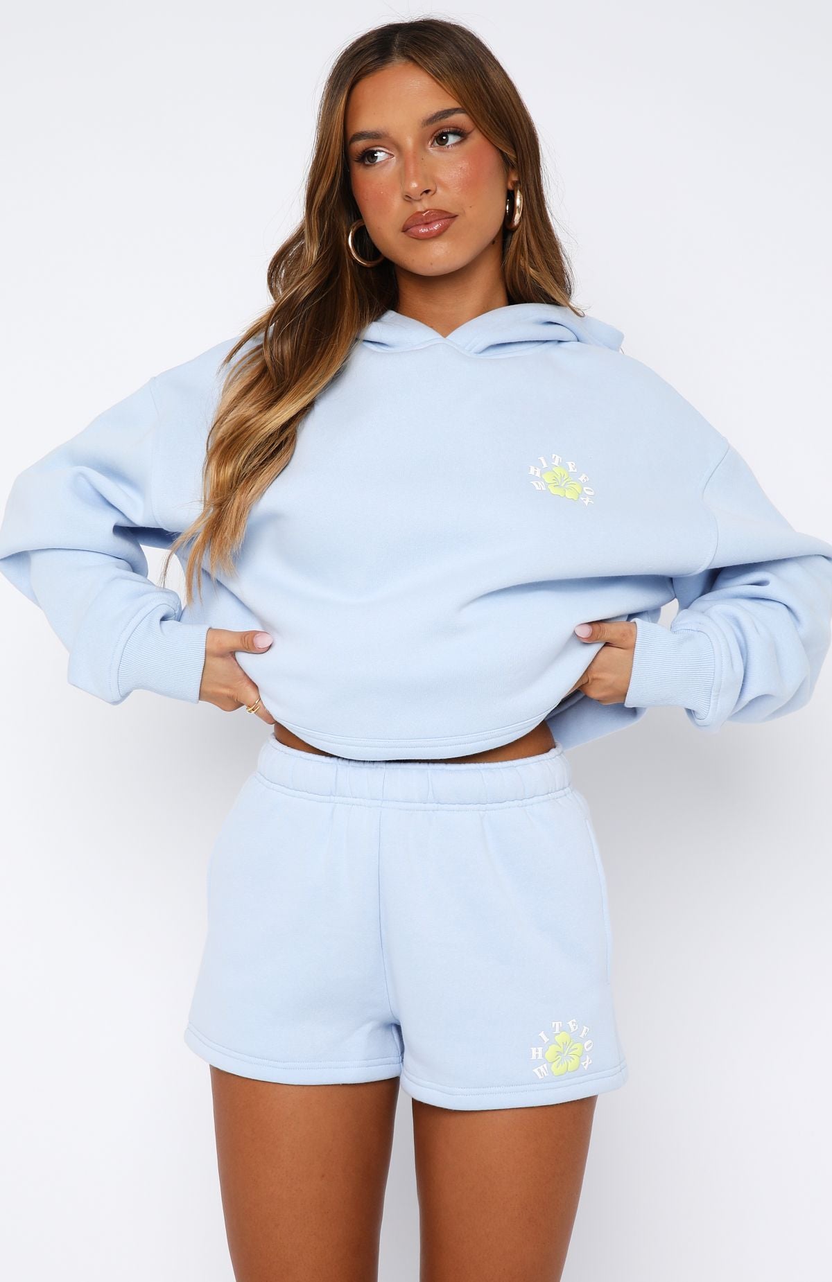 Keep Blooming Lounge Shorts Blue | White Fox Boutique