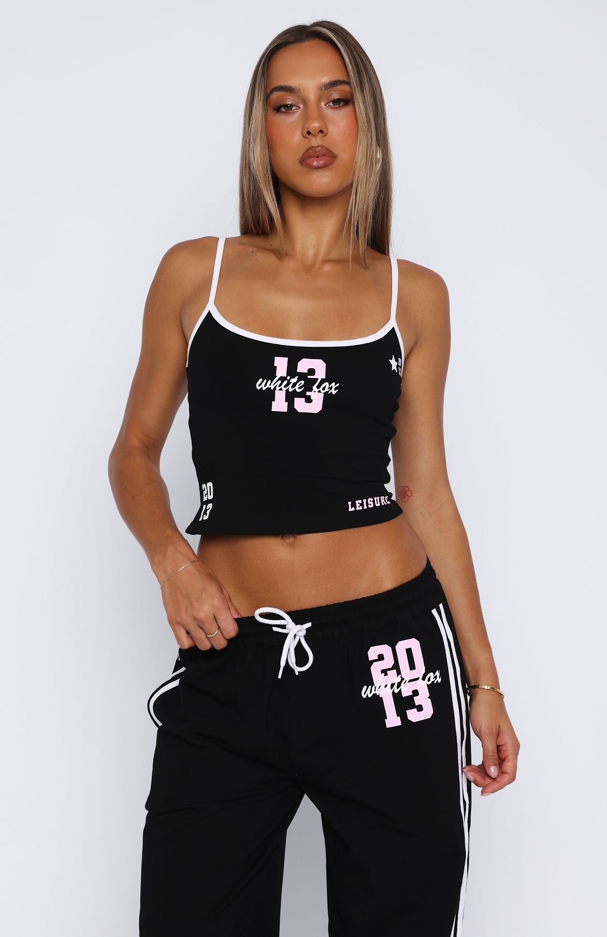 All Star Season Singlet Black | White Fox Boutique