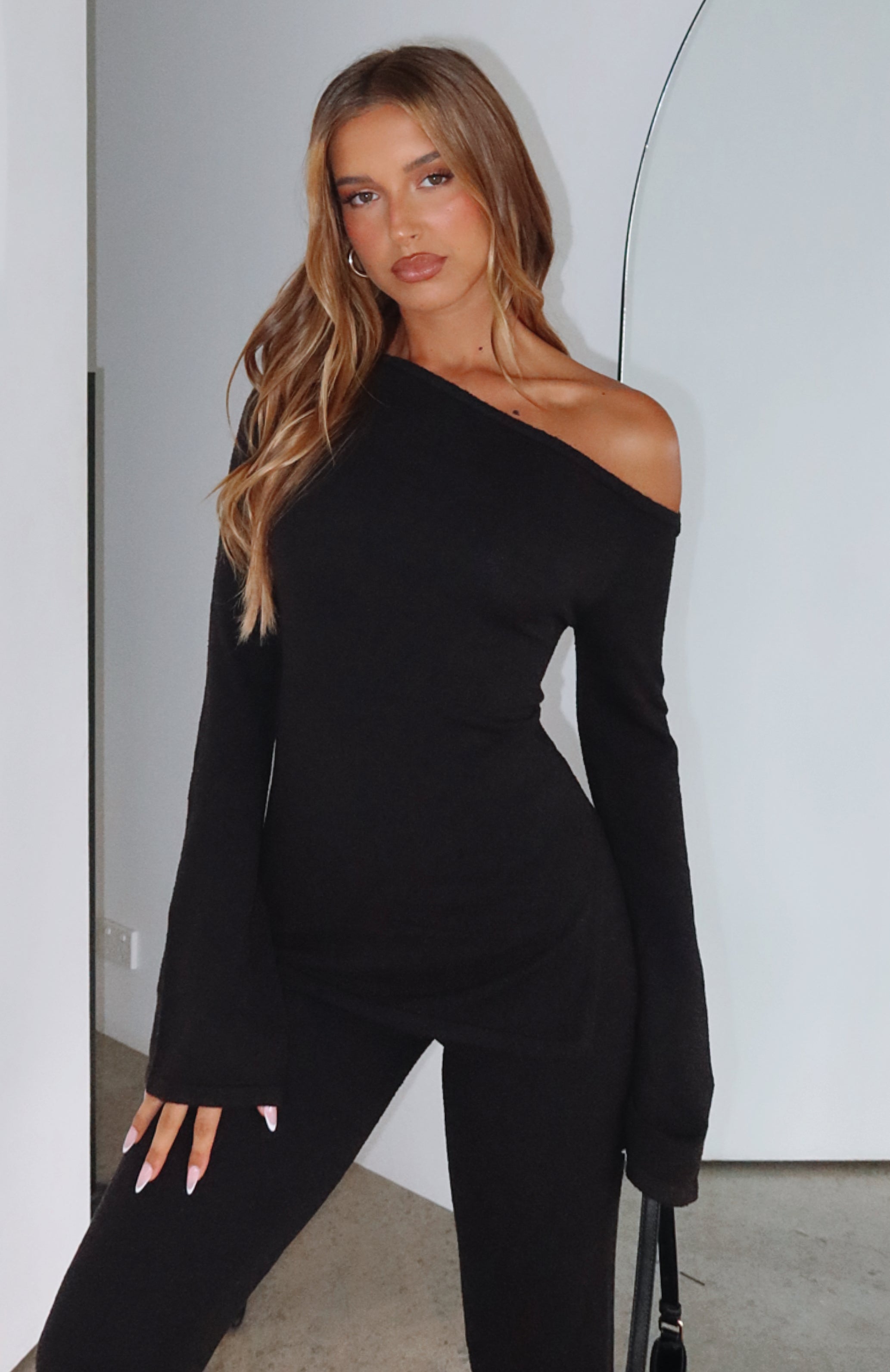 We'll Be Fine Long Sleeve Top Black | White Fox Boutique