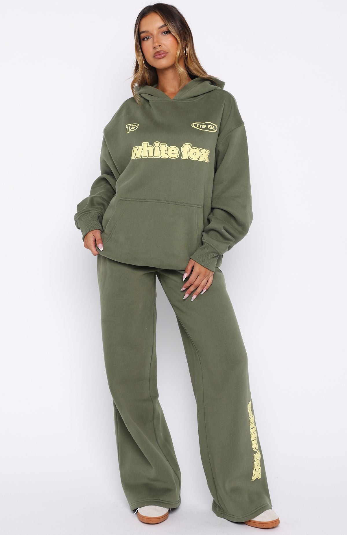 Ready To Go Wide Leg Sweatpants Khaki | White Fox Boutique