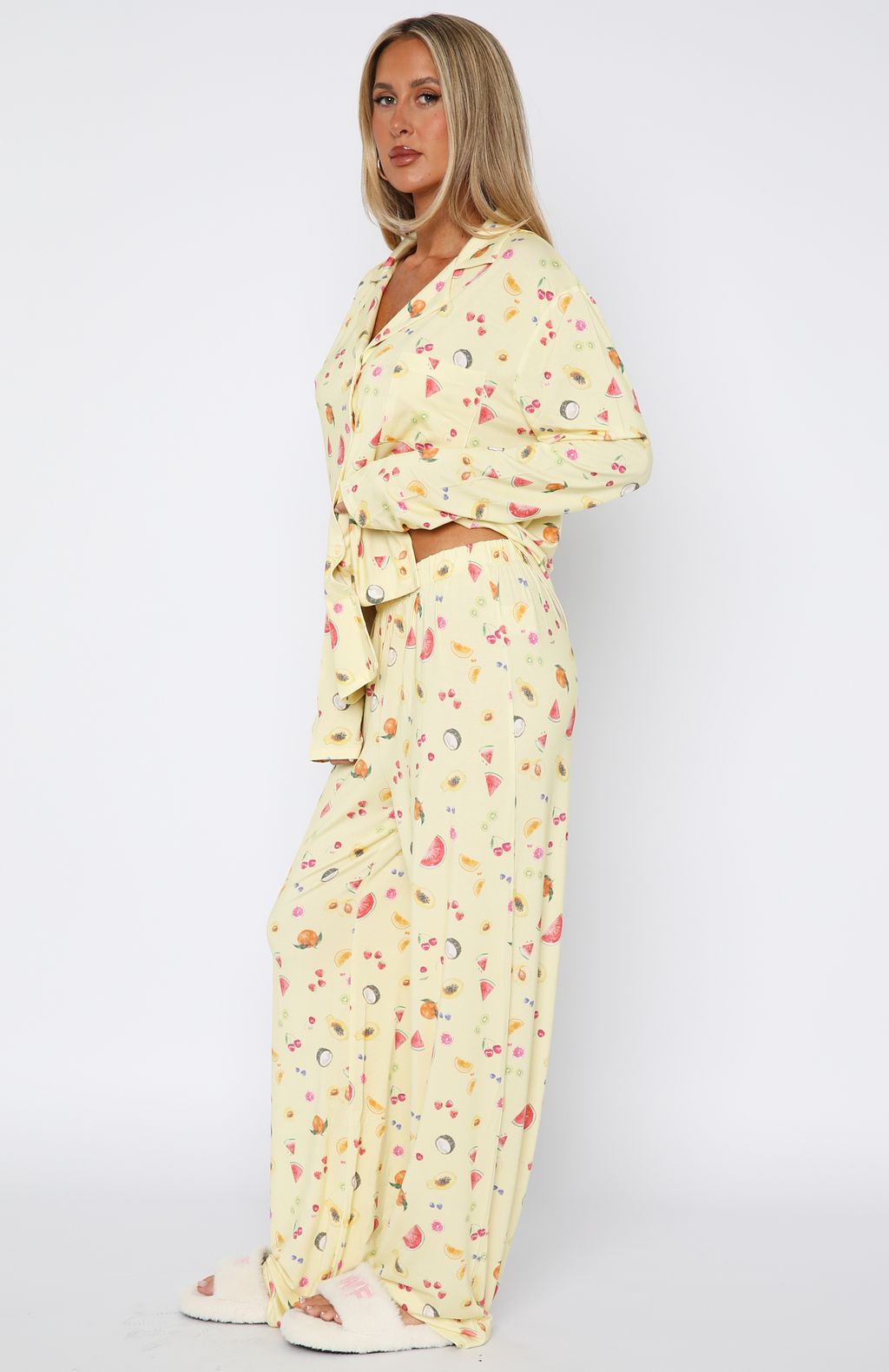 Pillow Talk Printed Long Sleeve Pyjama Set Fruit Salad | White Fox Boutique