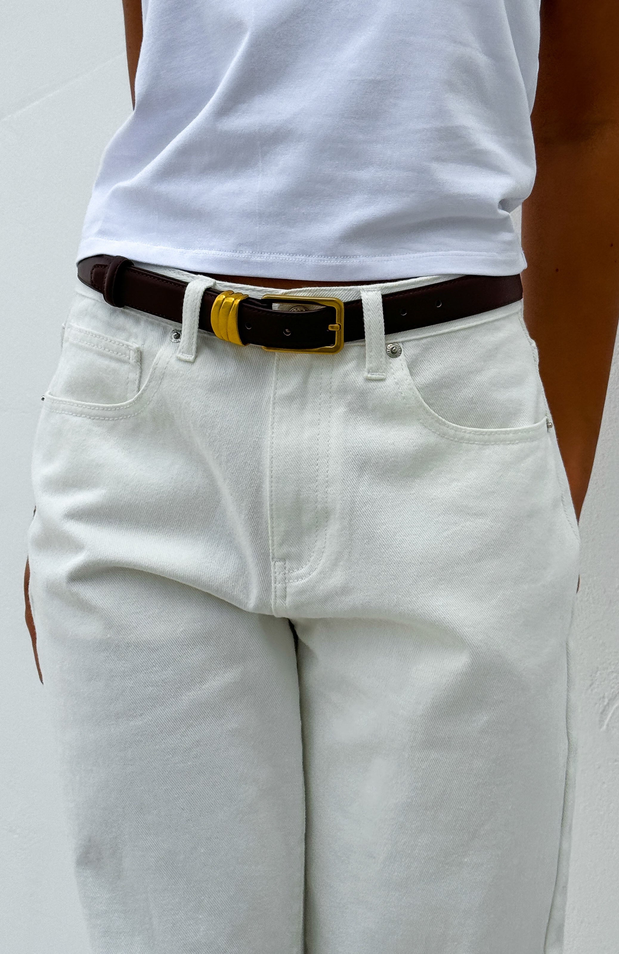 Rex Belt Chocolate/Vintage Gold | White Fox Boutique