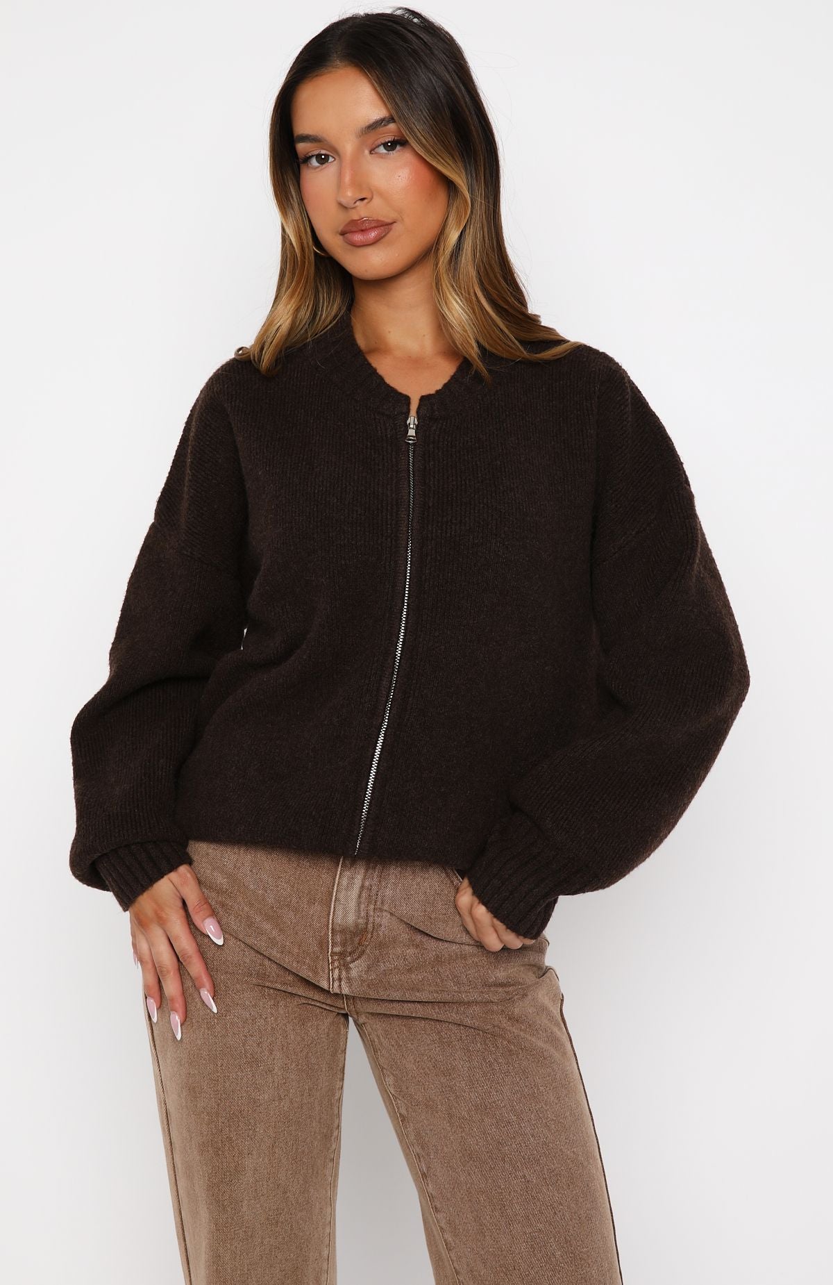 Unbreakable Bond Knit Jacket Chocolate | White Fox Boutique
