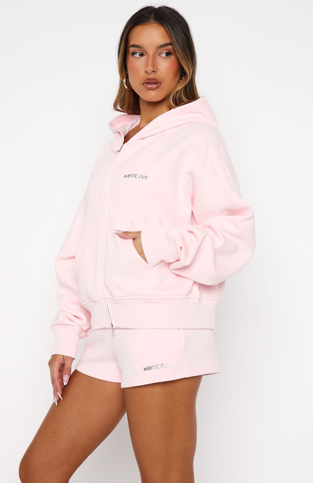 Test Drive Boxy Zip Front Hoodie Icy Pink | White Fox Boutique