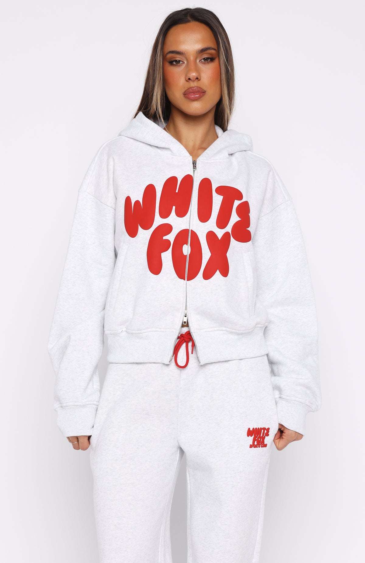 Club 14 Allie Boxy Zip Front Hoodie Grey Marle | White Fox Boutique