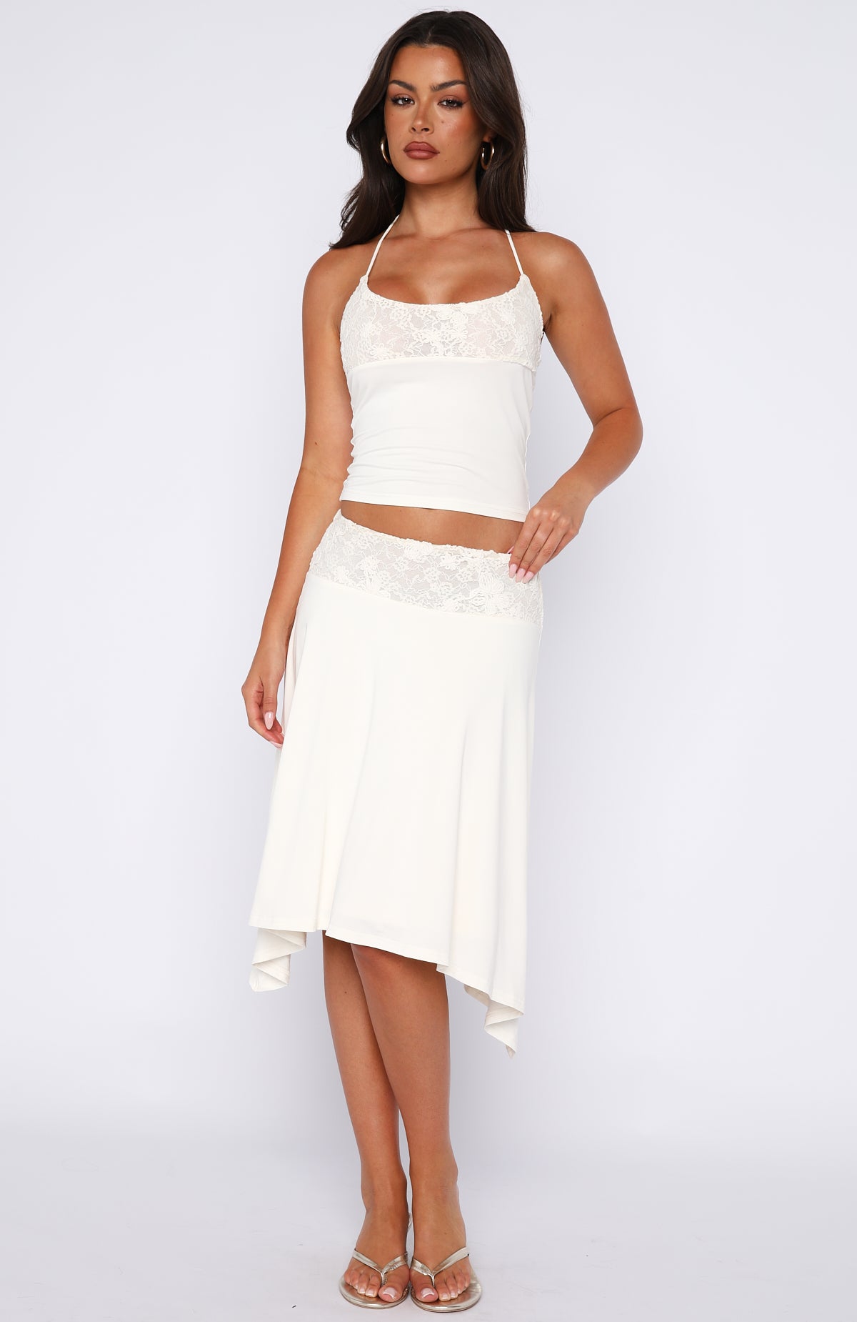 Cool Chaos Midi Skirt Off White | White Fox Boutique