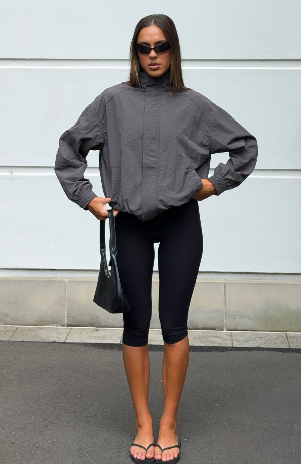 Cool Vibe Funnel Neck Jacket Steel | White Fox Boutique