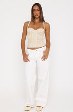 Cosmic Crush Bustier Burnt Butter Check | White Fox Boutique