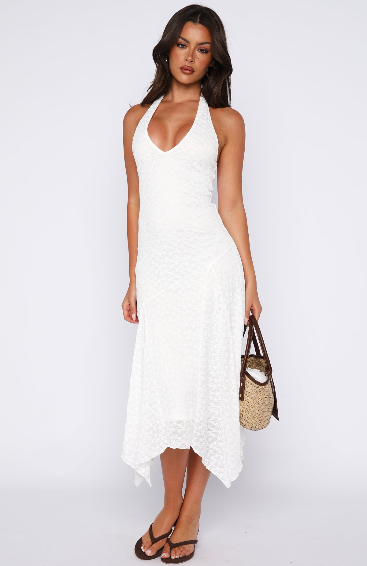 Crazy Little Thing Halter Midi Dress White | White Fox Boutique