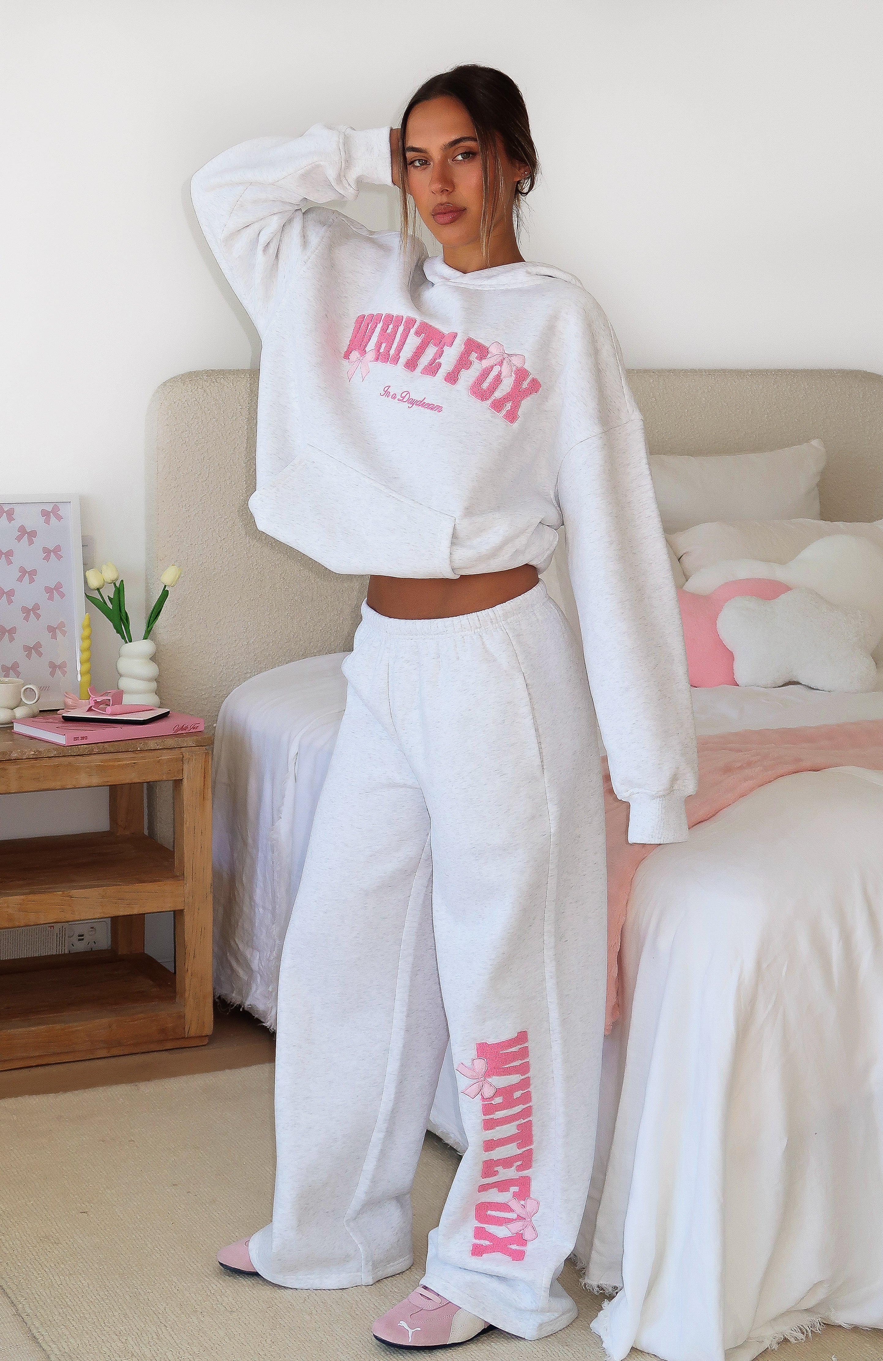 Daydreamers Madeline Wide Leg Sweatpants Grey Marle | White Fox Boutique
