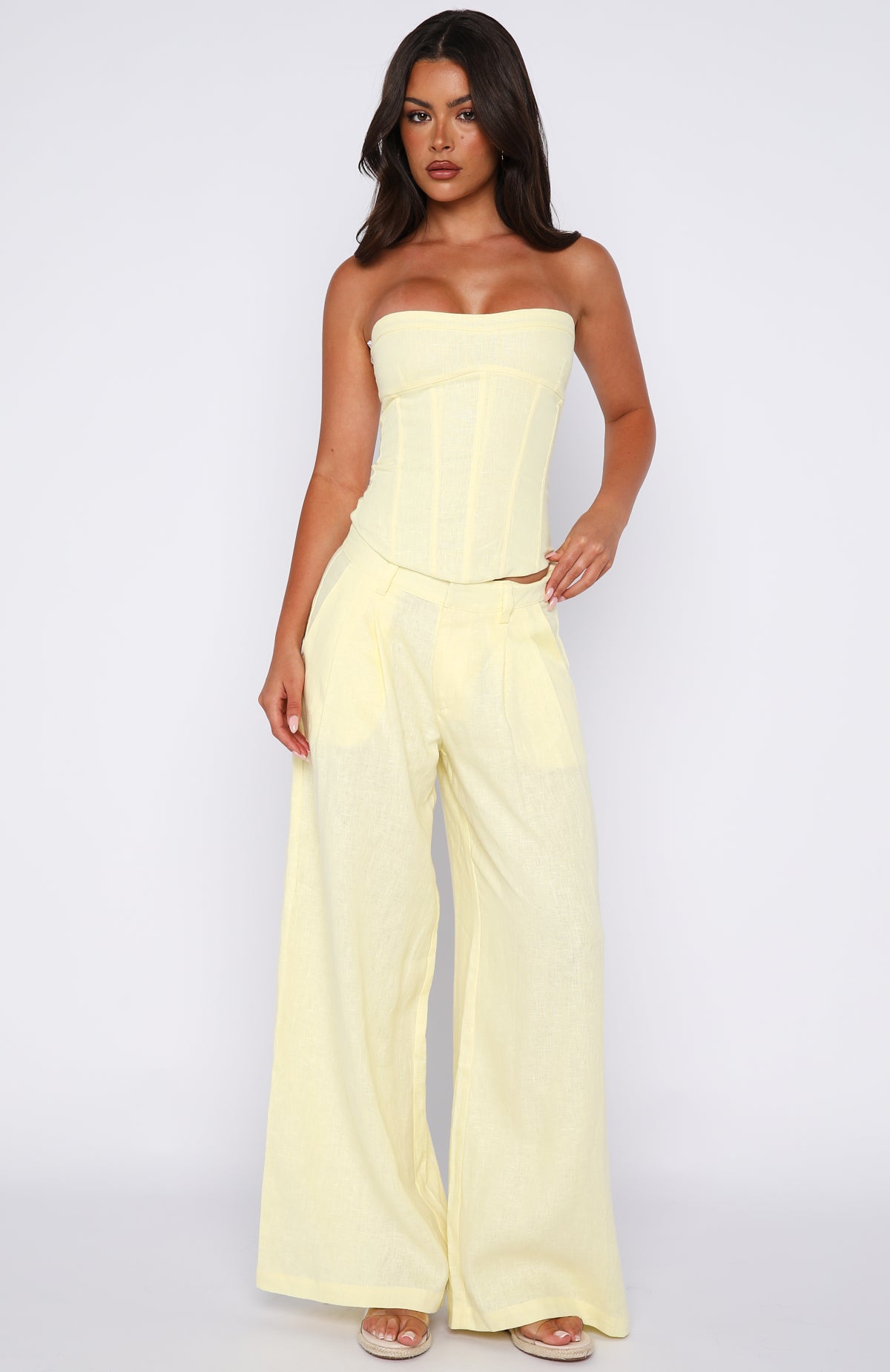 Unfinished Feelings Pants Lemon | White Fox Boutique