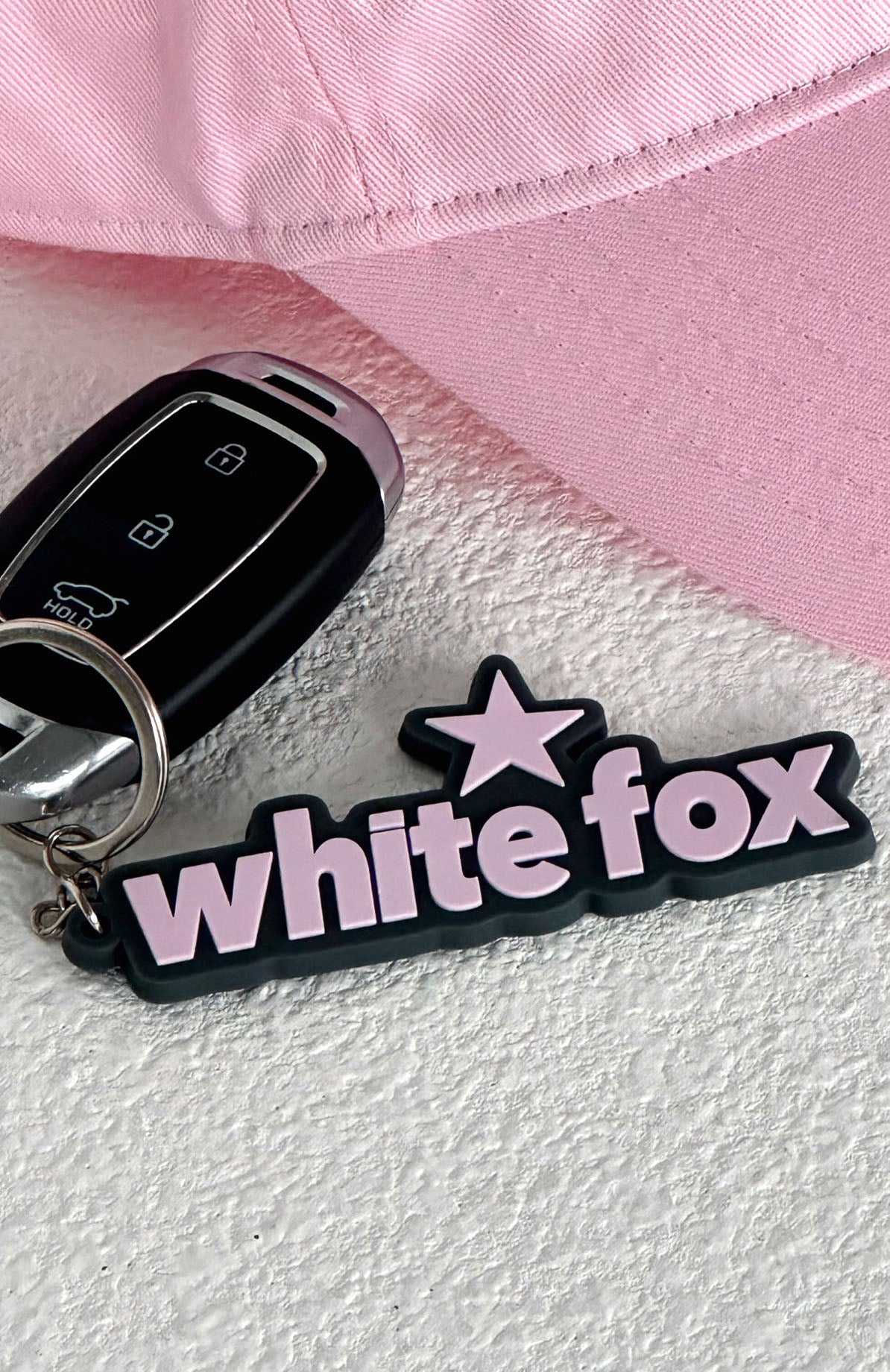 From The Archives Charli Keychain Charcoal/Pink | White Fox Boutique