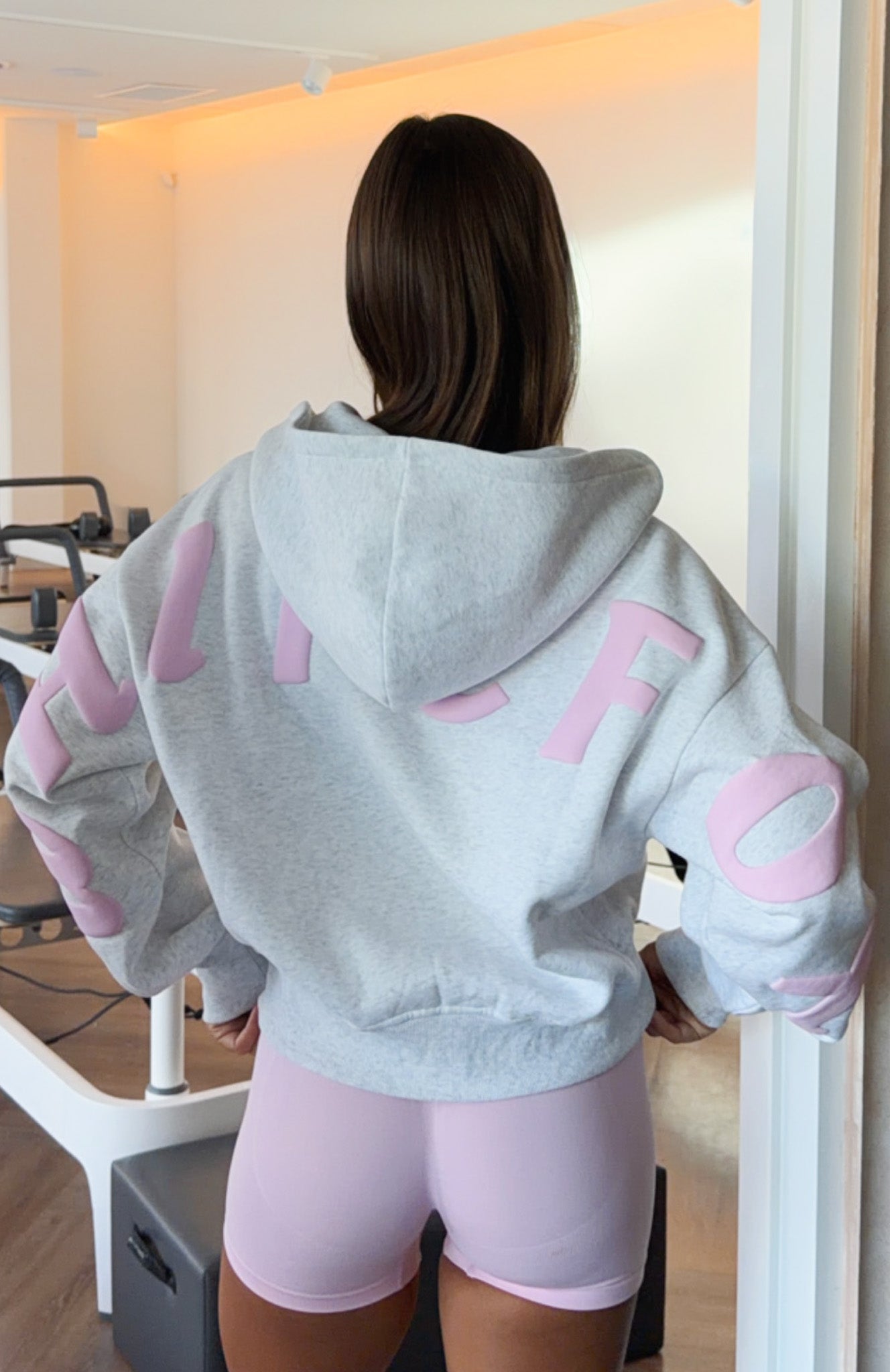 Gone Away Boxy Zip Front Hoodie Grey Marle | White Fox Boutique