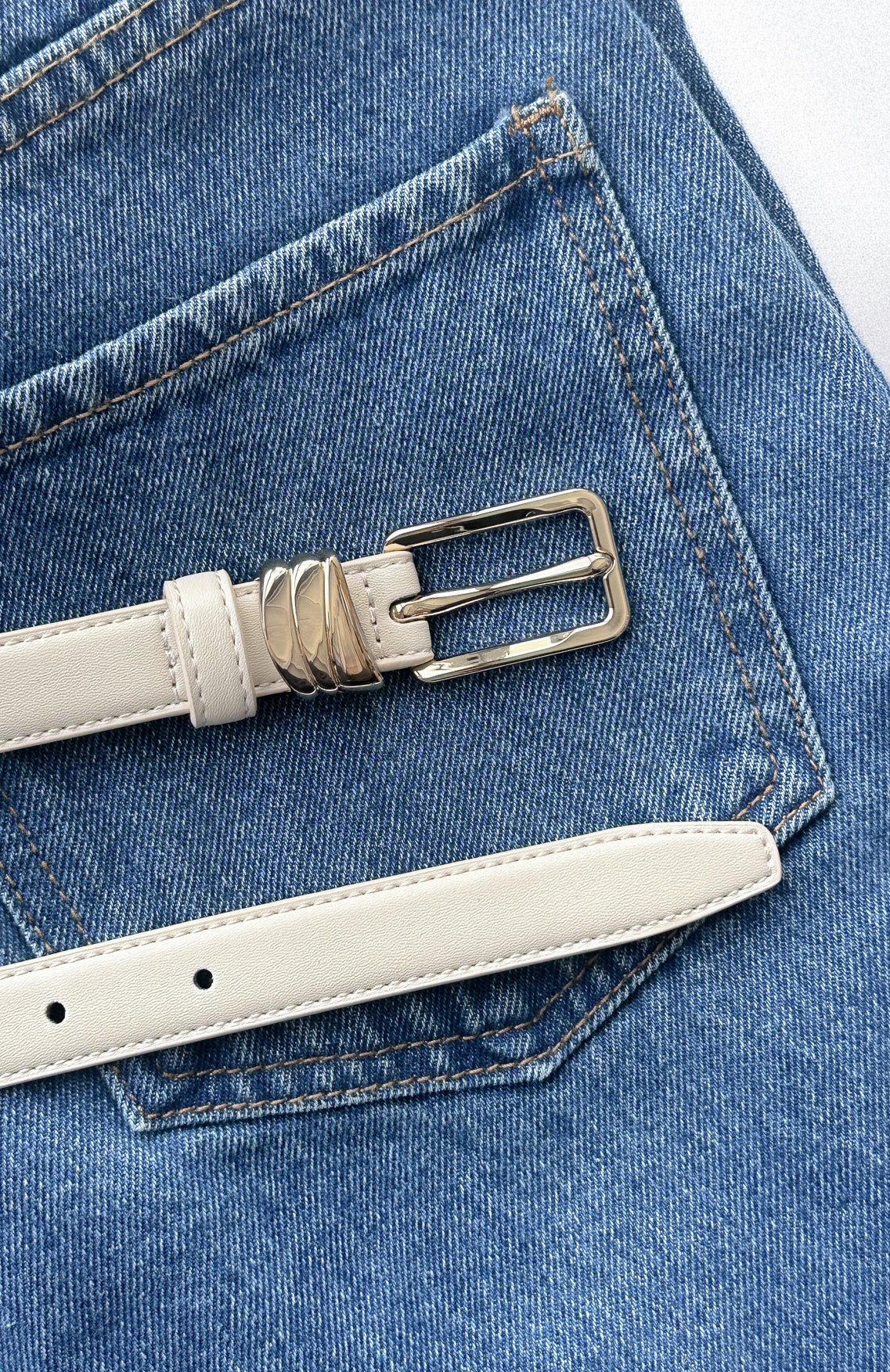 Hudson Belt Cream/Gold | White Fox Boutique