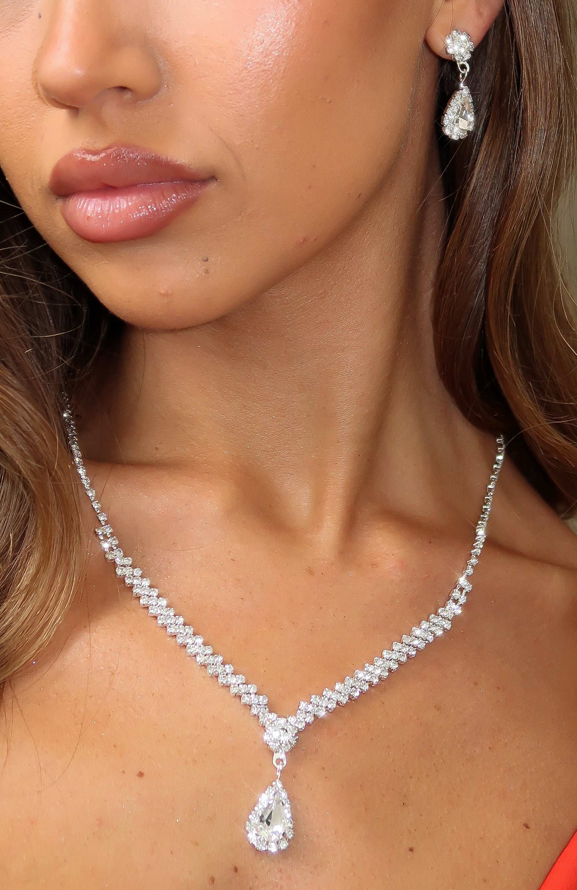 Jed Earrings & Necklace Set Silver | White Fox Boutique