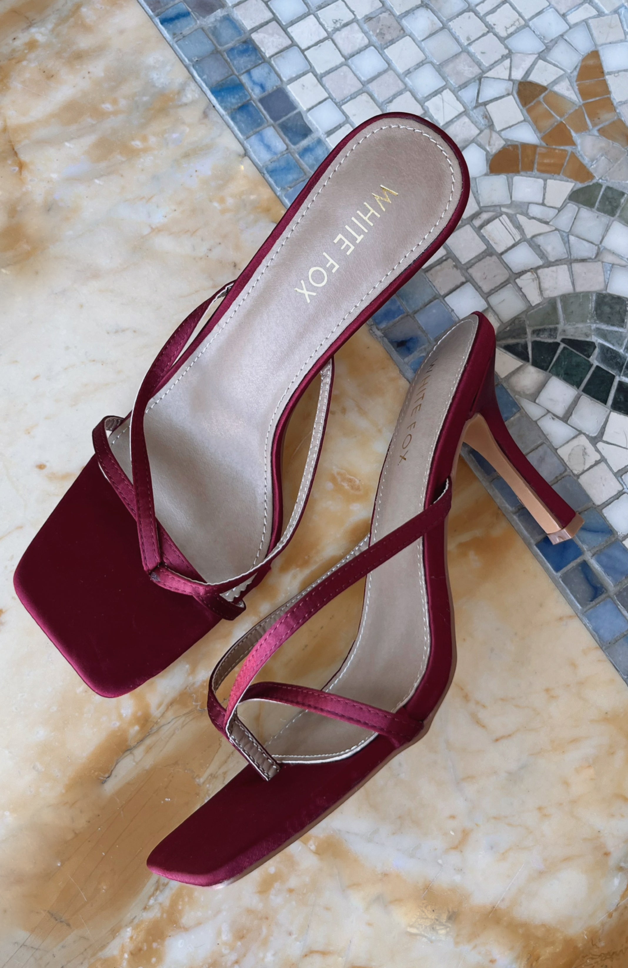 Julietta Heels Burgundy Satin | White Fox Boutique