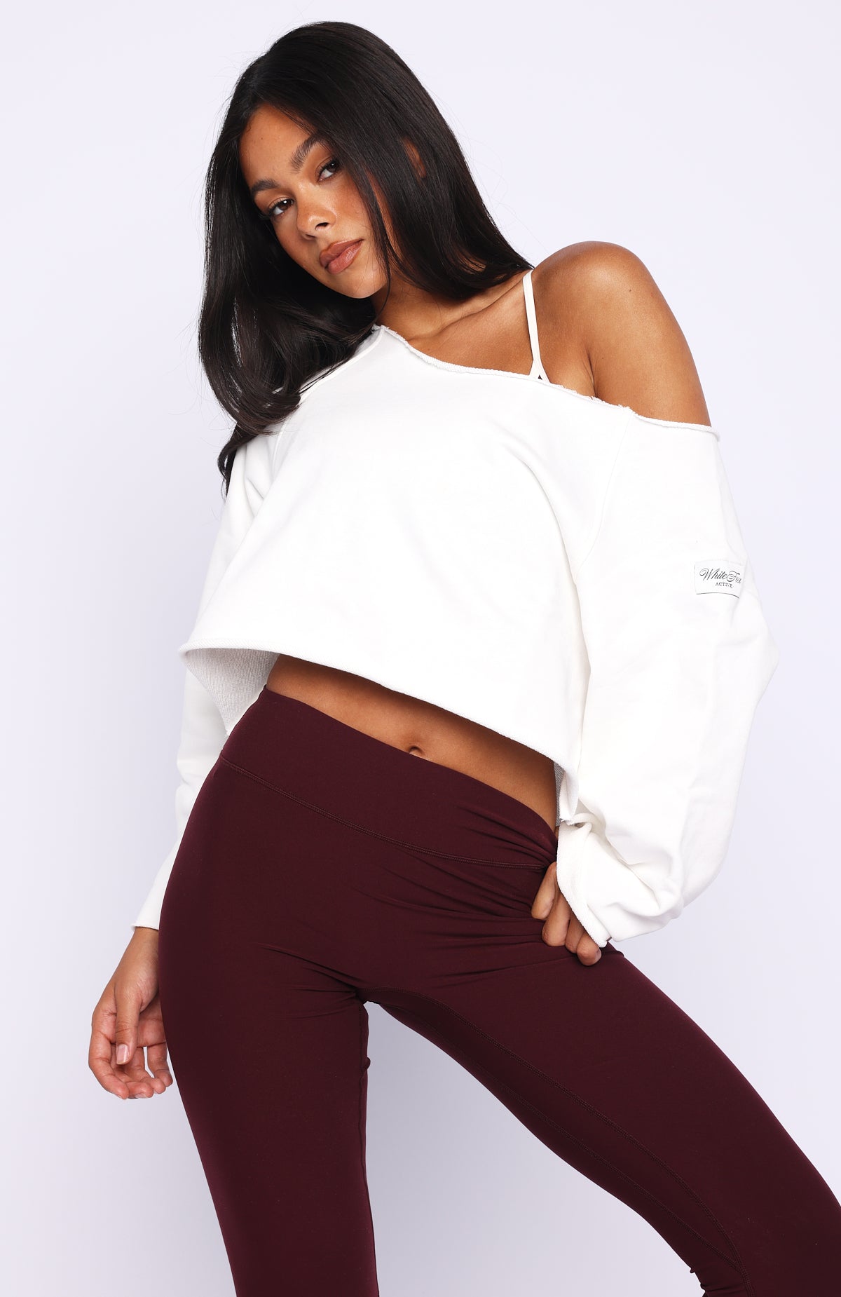 Keep It Rolling Cropped Off Shoulder Sweater Off White | White Fox Boutique