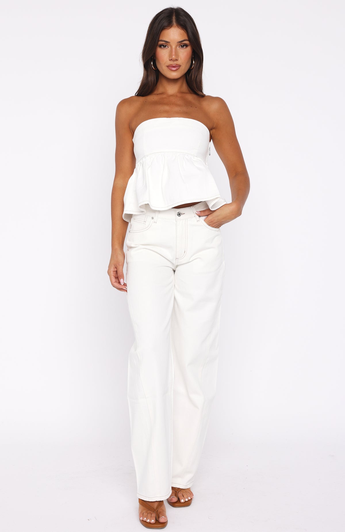 Kiara Mid Rise Barrel Leg Jeans Off White | White Fox Boutique
