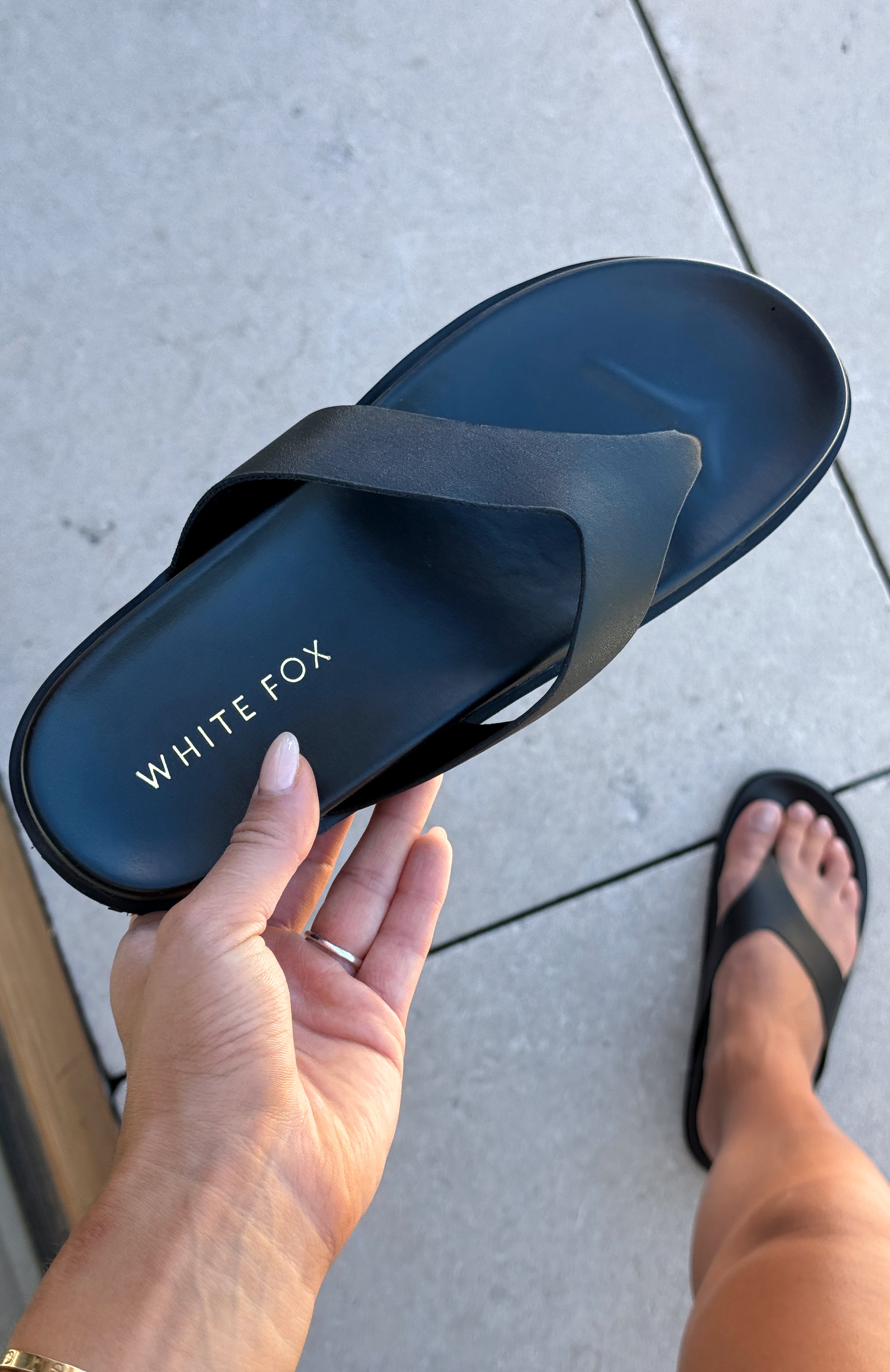 Leonato Thong Sandals Black | White Fox Boutique