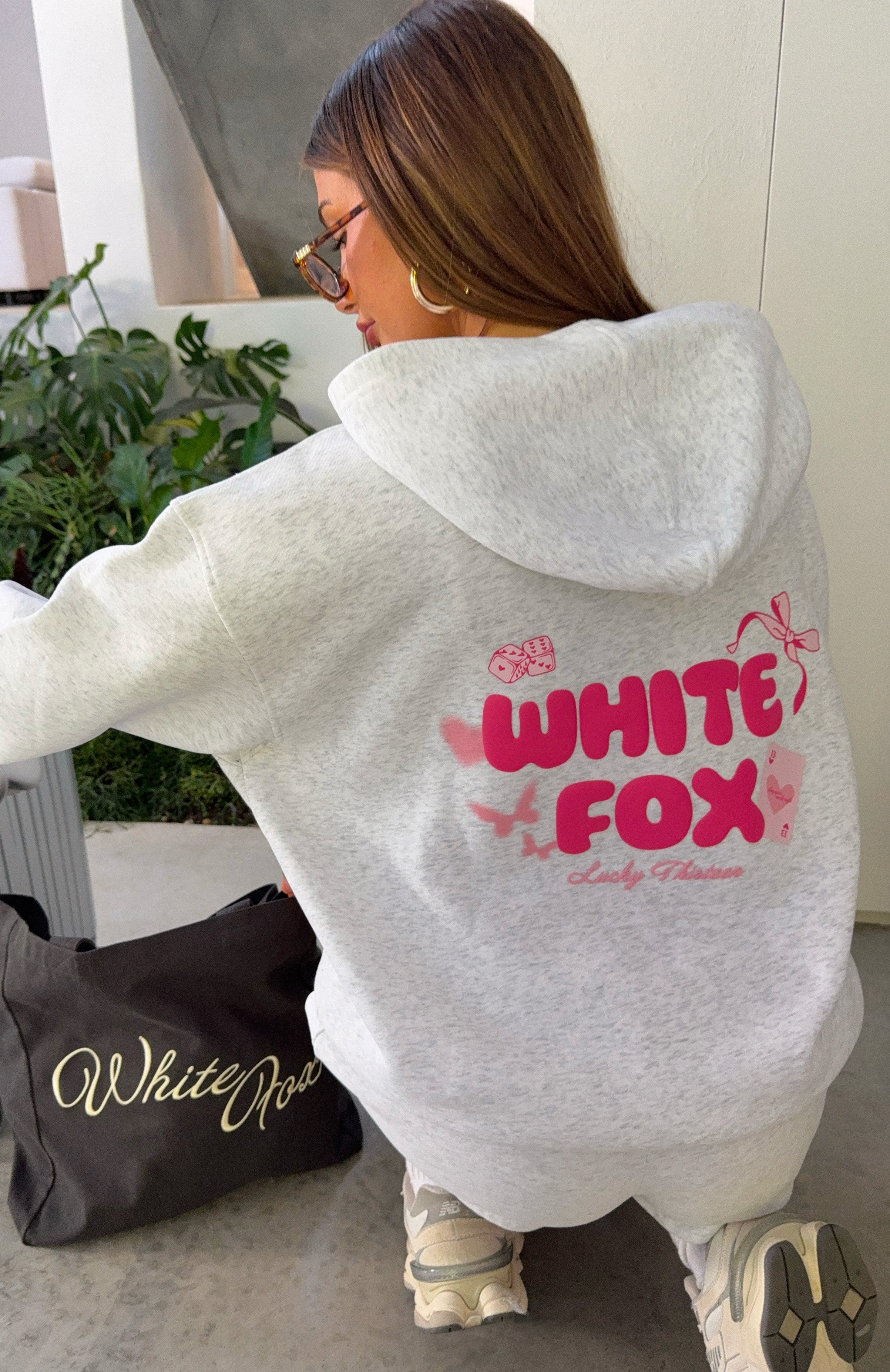 Lucky Thirteen Stephanie Oversized Hoodie Grey Marle | White Fox Boutique