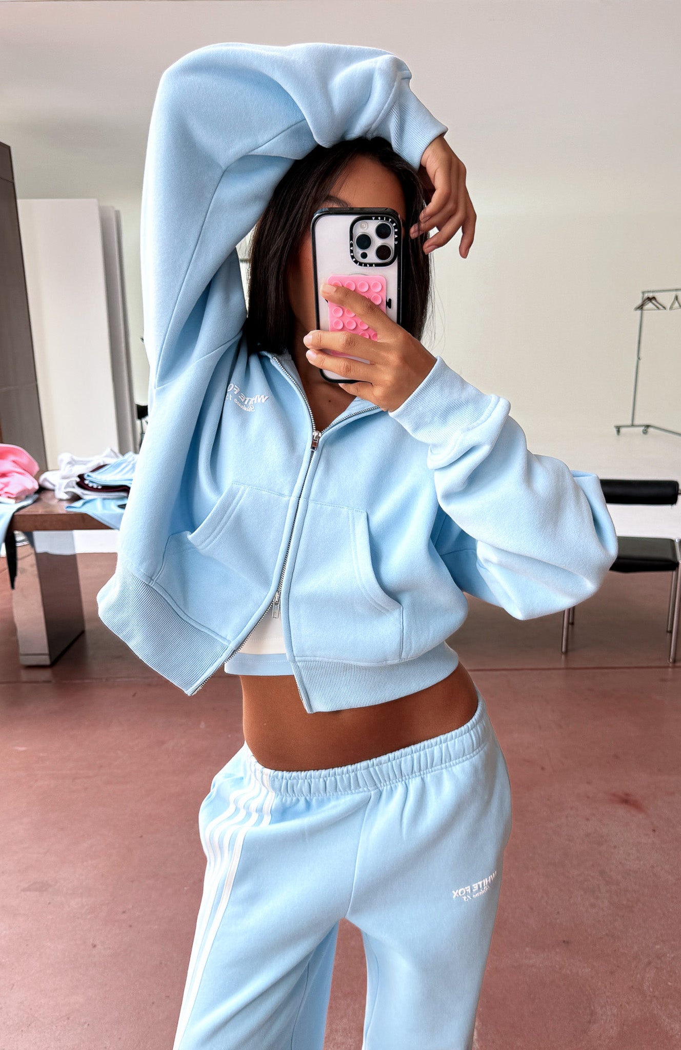 Release 15 Asalia Boxy Zip Front Hoodie Blue | White Fox Boutique