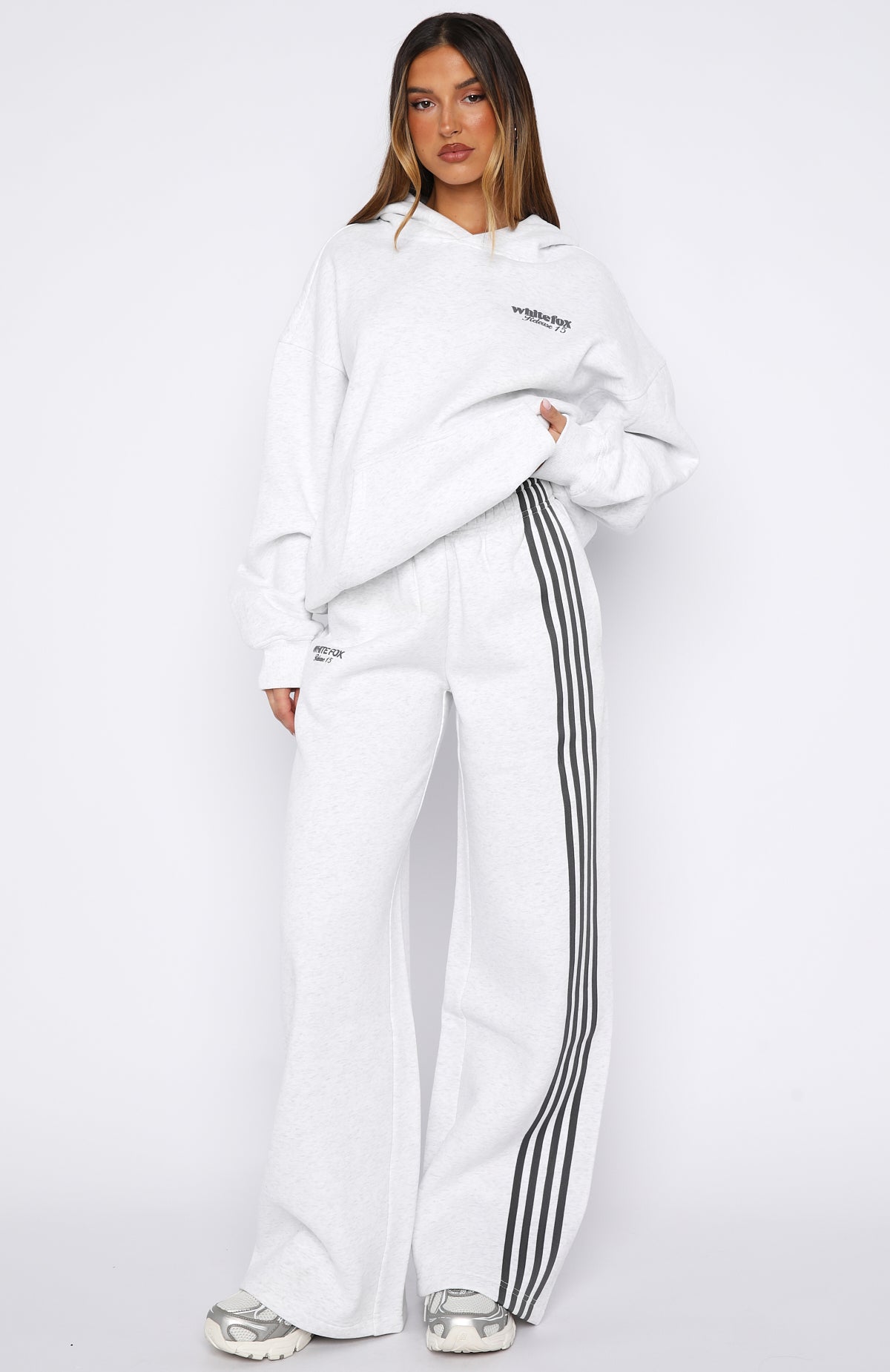 Release 15 Asalia Wide Leg Sweatpants Grey Marle | White Fox Boutique