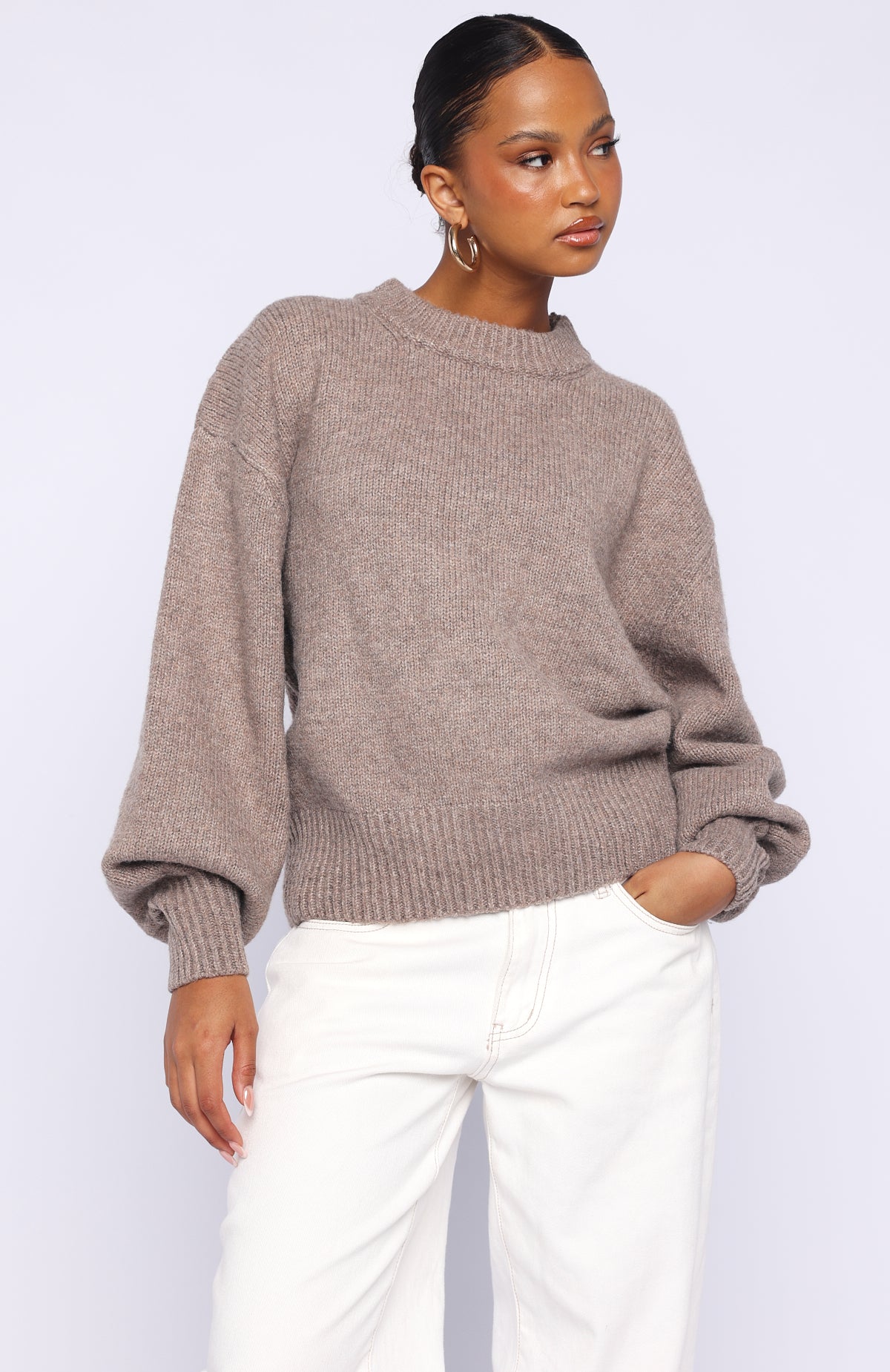 Sashi Knit Sweater Pebble | White Fox Boutique