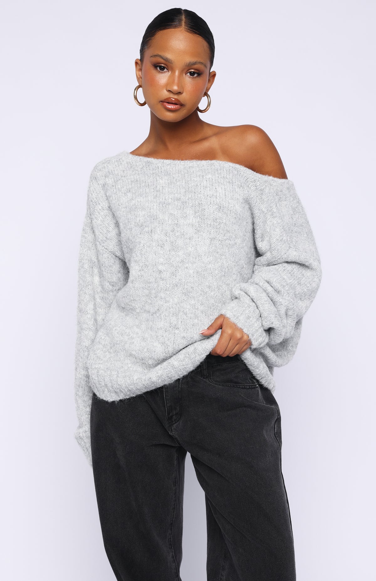 Softer Love Knit Sweater Grey Marle | White Fox Boutique
