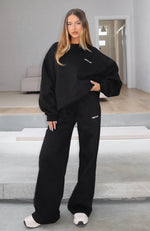 Test Drive Wide Leg Sweatpants Black | White Fox Boutique
