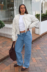 The Hieress Bomber Jacket Beige | White Fox Boutique