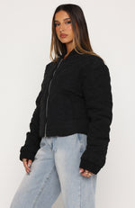 The Hieress Bomber Jacket Black | White Fox Boutique