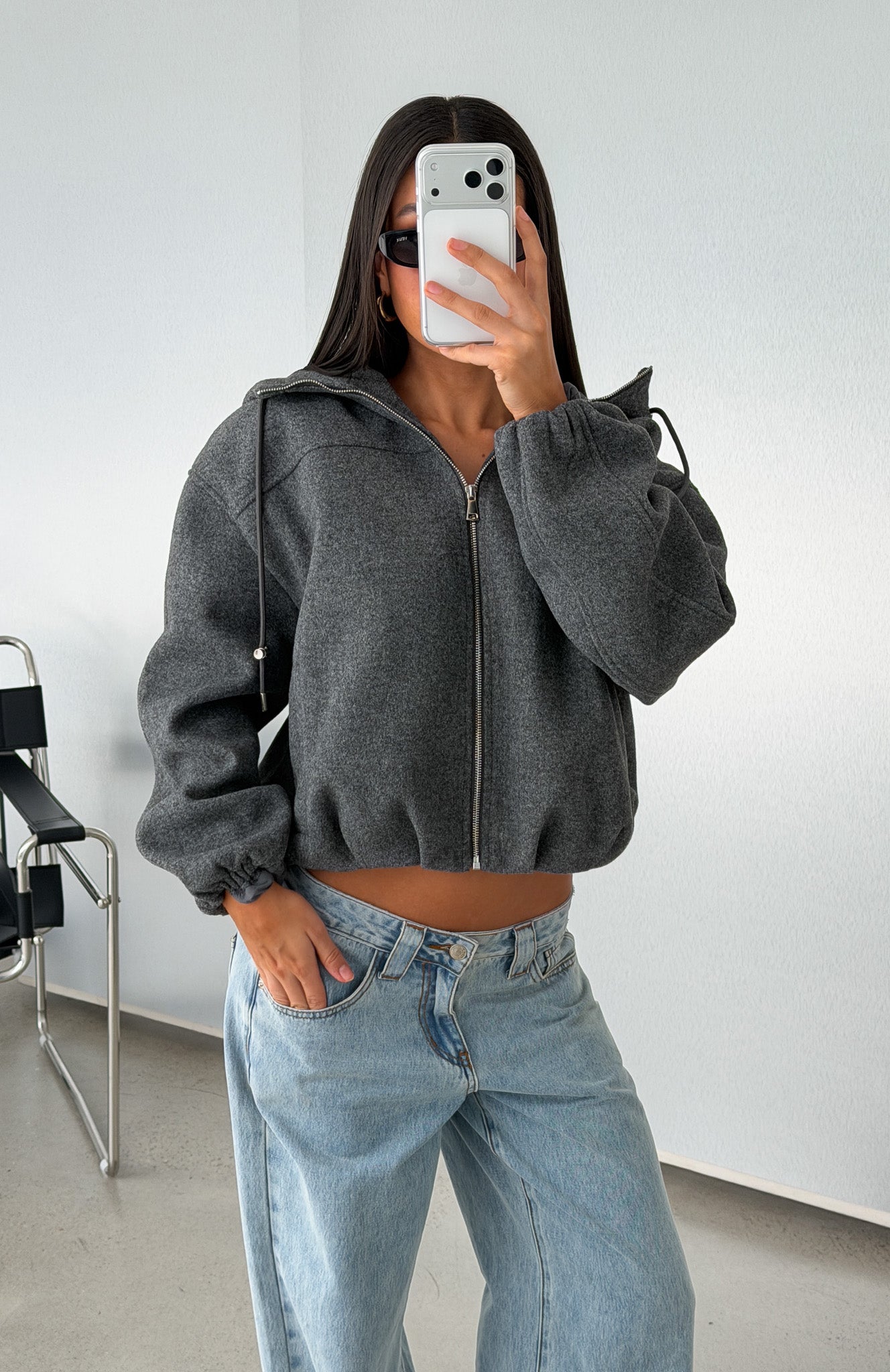 This Fire Hooded Jacket Grey | White Fox Boutique