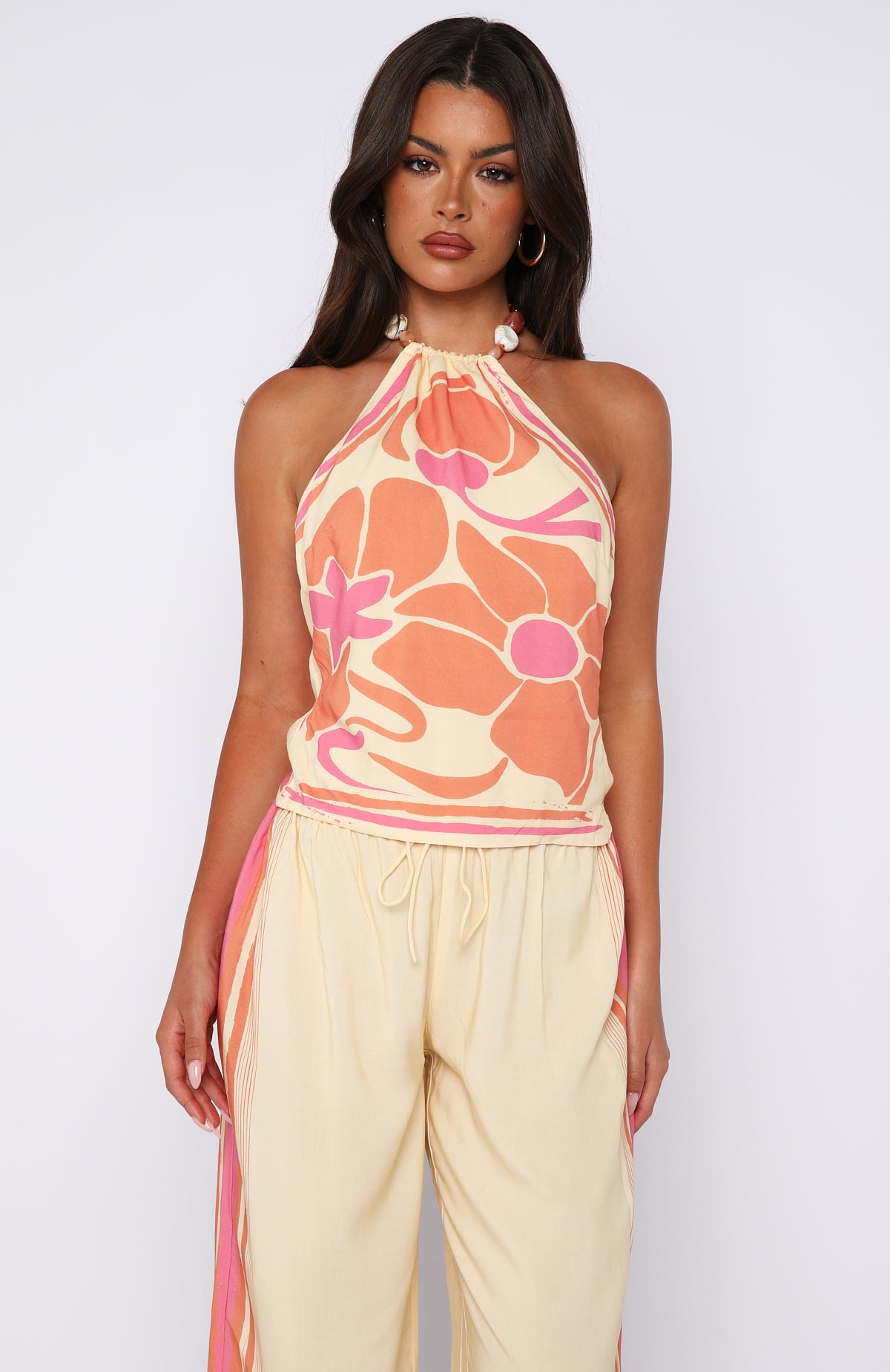 Tropic Muse Halter Top Lemon Symphony | White Fox Boutique