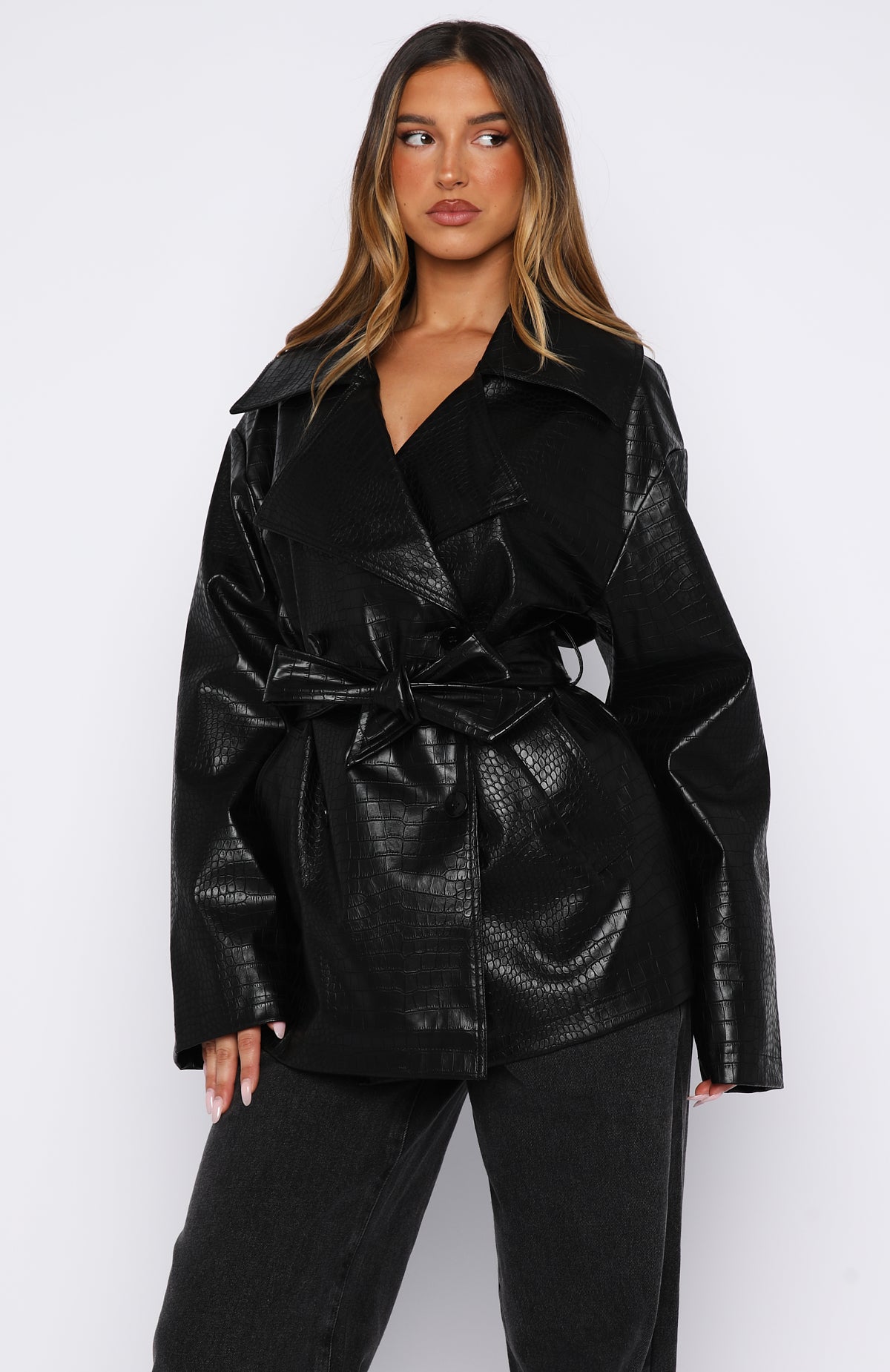 Victory Lap Pu Jacket Black | White Fox Boutique