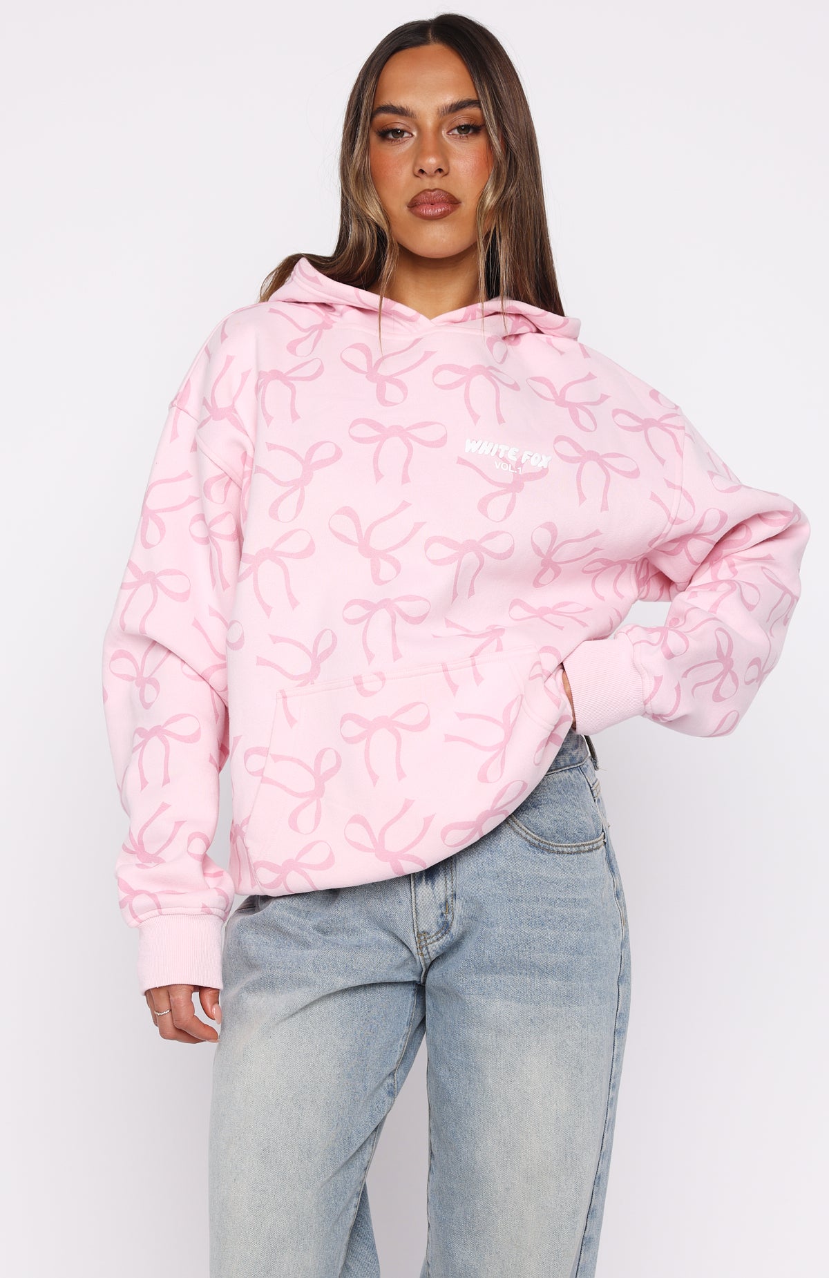 Vol. 1 Oversized Printed Hoodie Posy Bow | White Fox Boutique