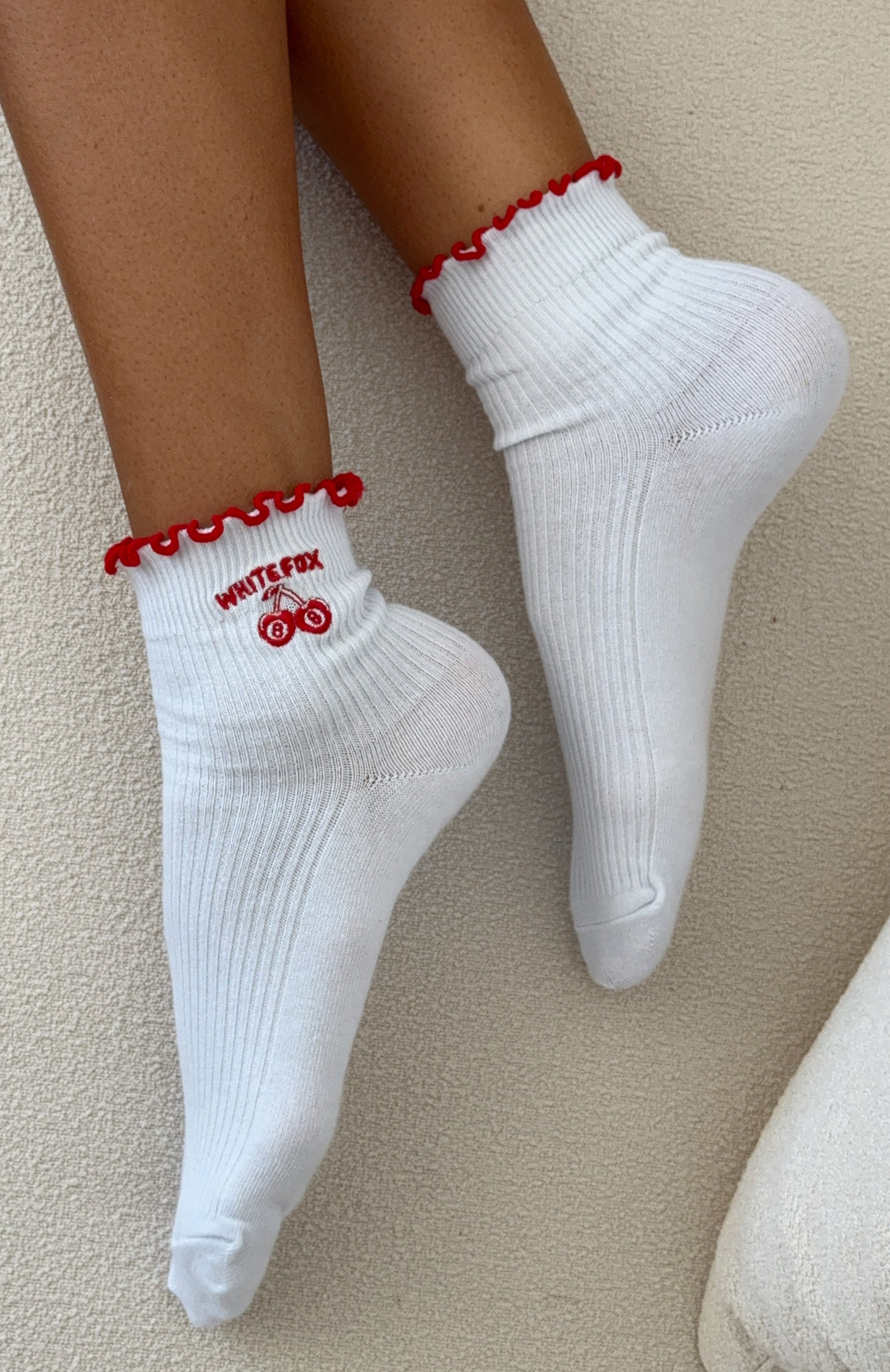 With Love In The Moment Socks White/Red | White Fox Boutique