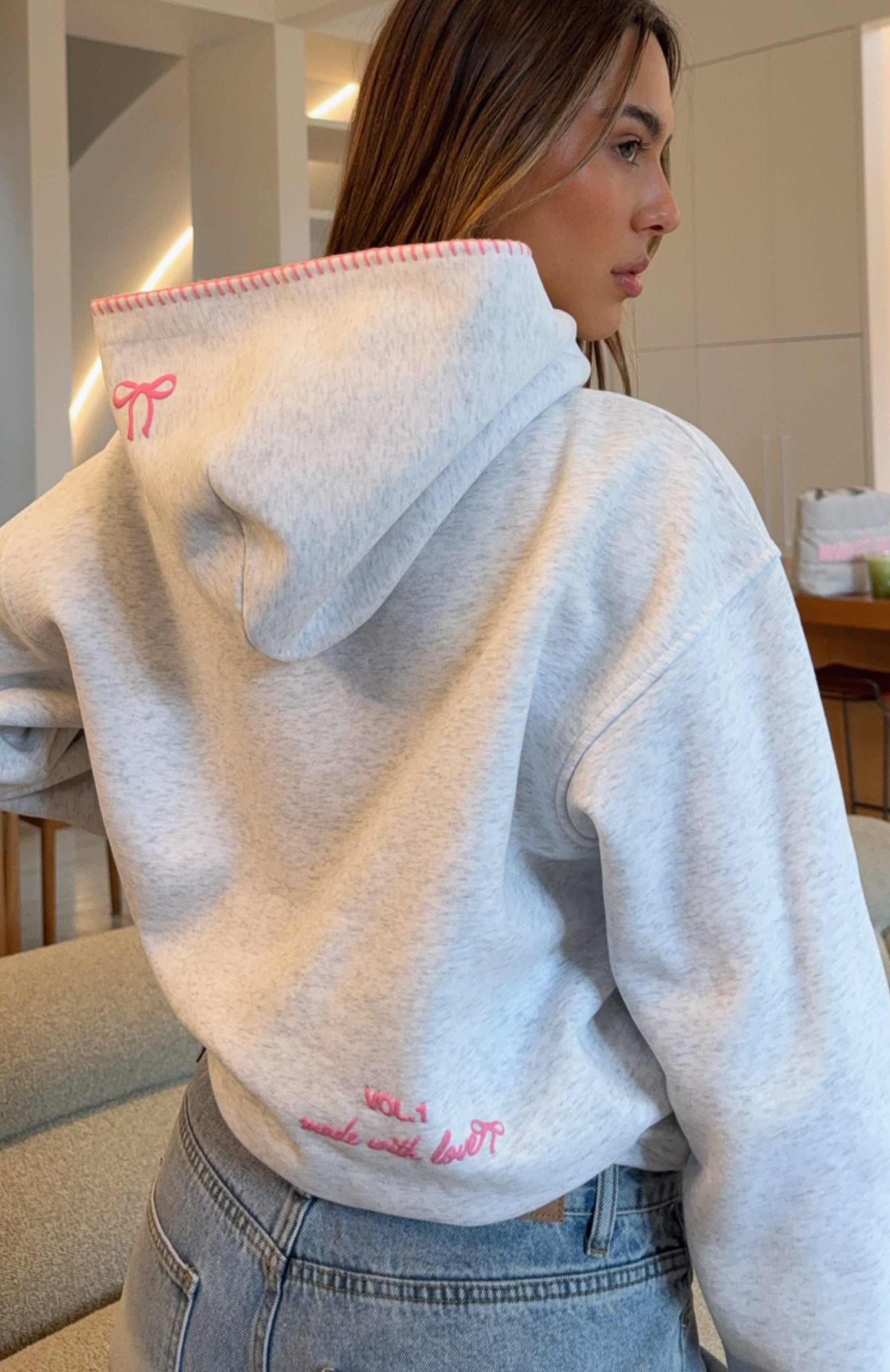 Vol. 1 Front Graphic Oversized Hoodie Grey Marle | White Fox Boutique