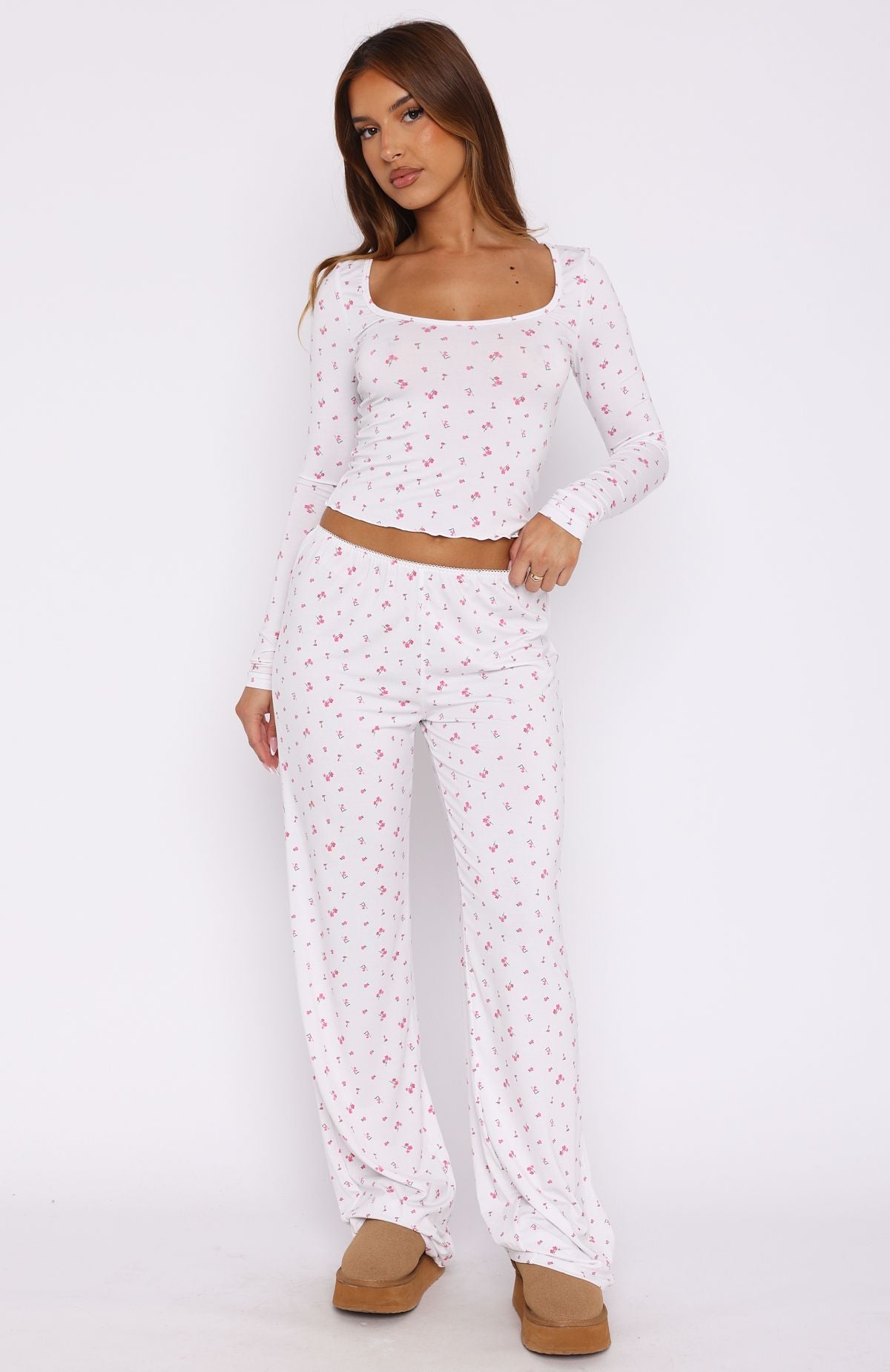 Dreamy Pyjama Pants Pink Blossom | White Fox Boutique