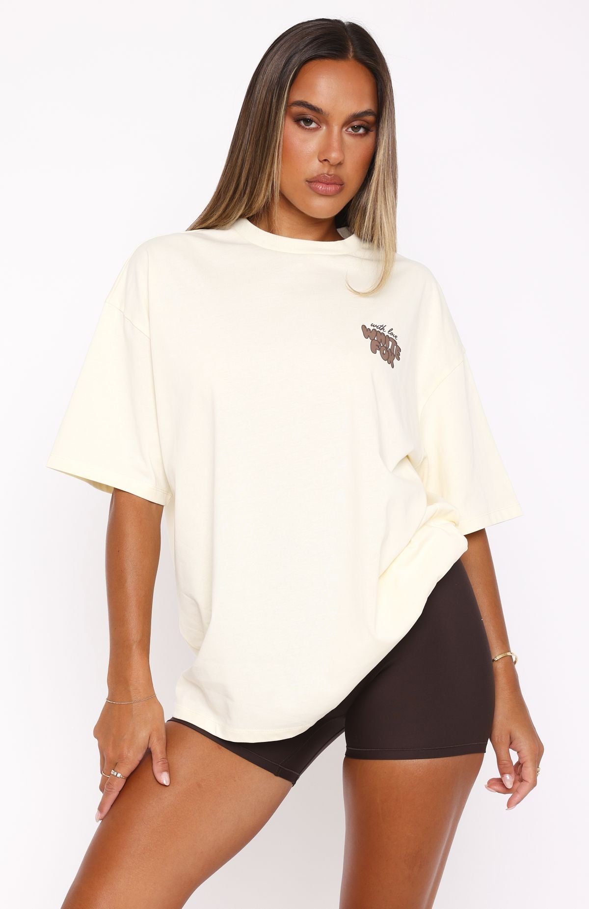 With Love Always Oversized Tee Cream | White Fox Boutique
