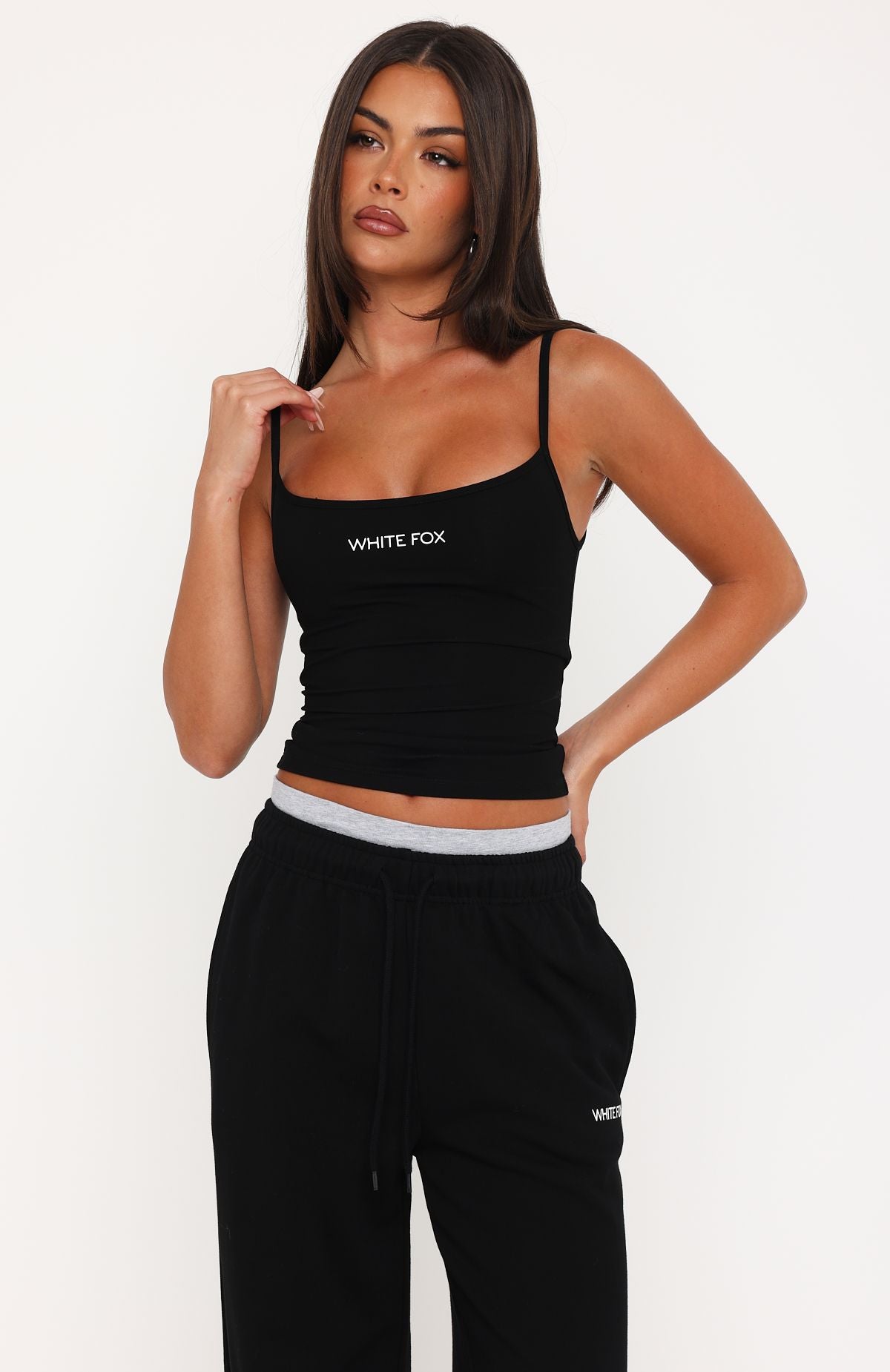 Off The Field Singlet Top Black | White Fox Boutique