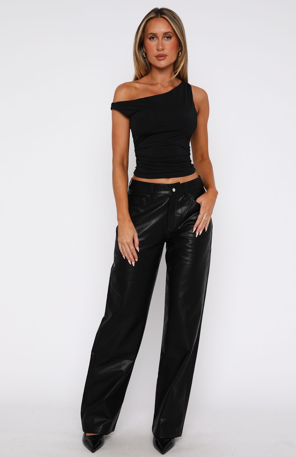 Bring The Style PU Pants Black | White Fox Boutique